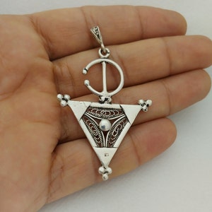 Berber Moroccan Silver Necklace, Vintage Pendant Fibula, Handmade ...