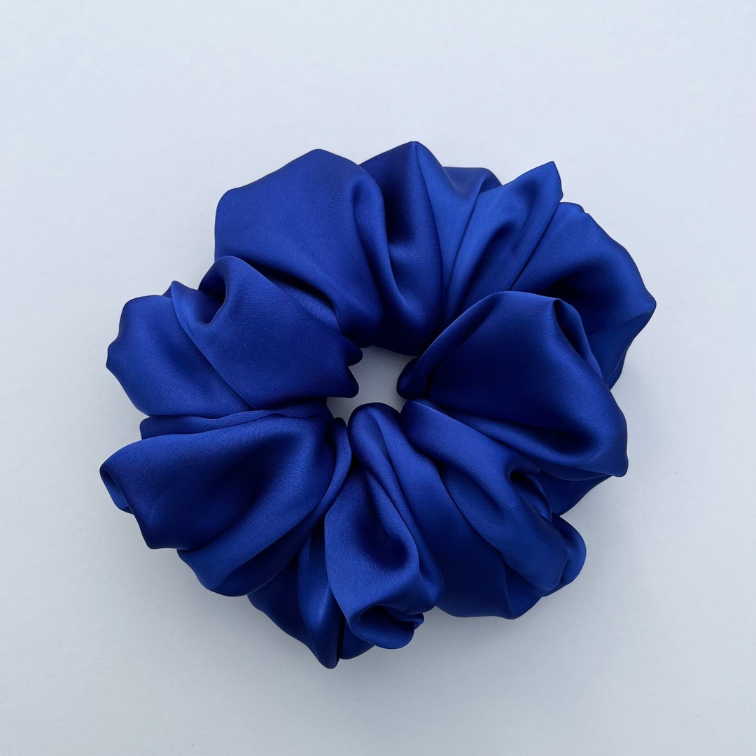XL Silky Satin Scrunchie Royal Blue Hair Accessories Handmade in the UK ...