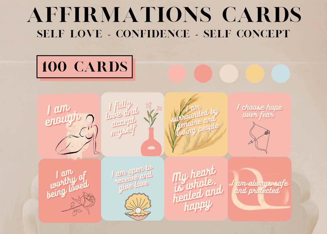 100 Affirmation Cards Deck Printable Manifestation Cards Etsy