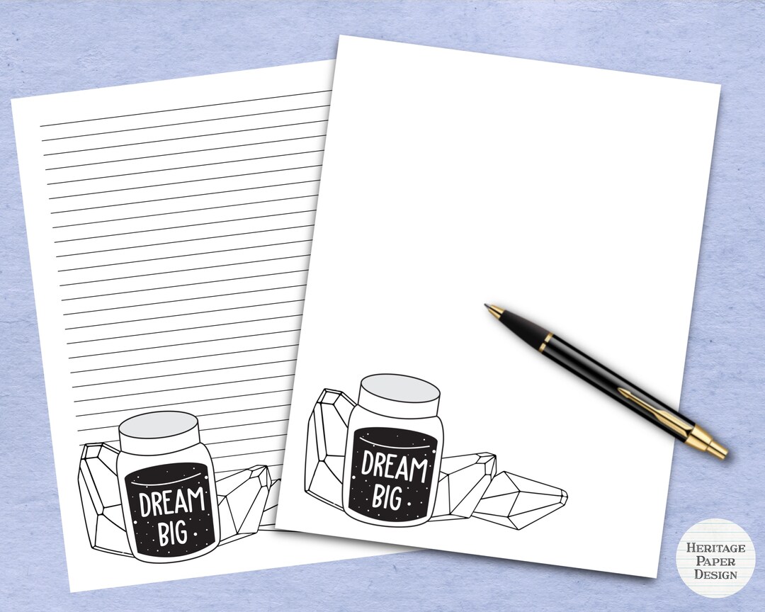 Positive Jar Printable Stationery #3 - Dream Big / Digital Note Paper ...