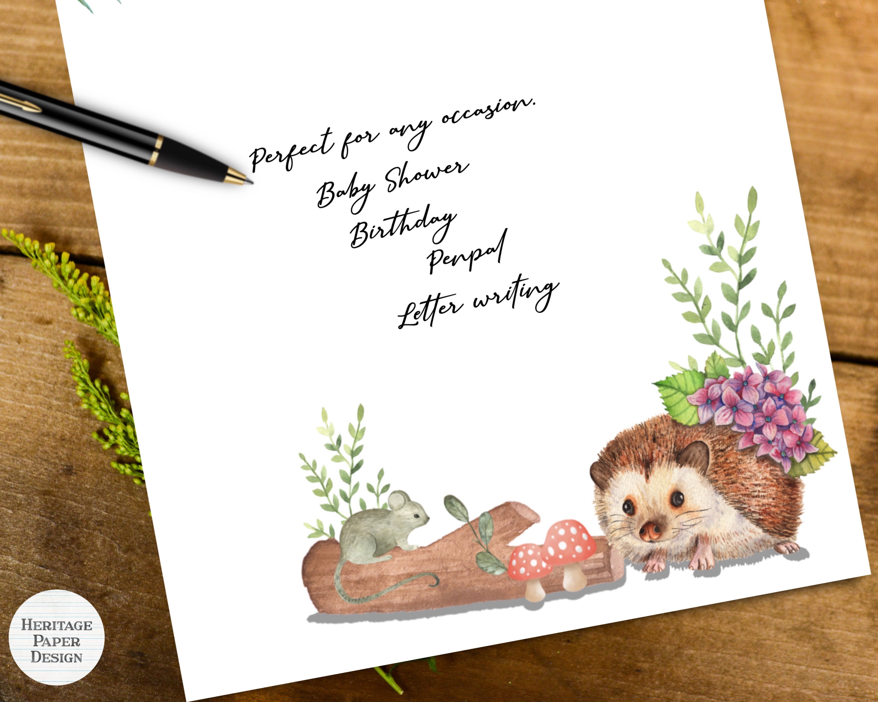 Cute Hedgehog Printable Stationery / Digital Note Paper / Instant ...