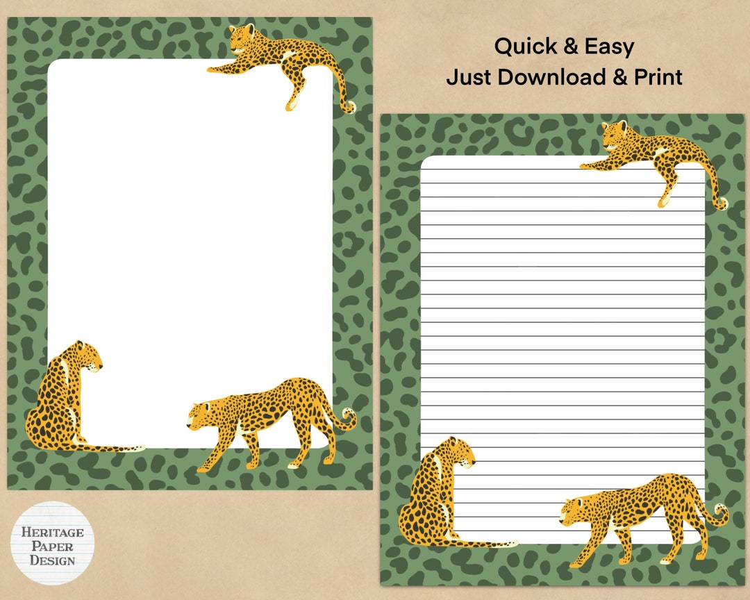 Cheetah Leopard Printable Stationery | Print Easily at Home | Perfect ...