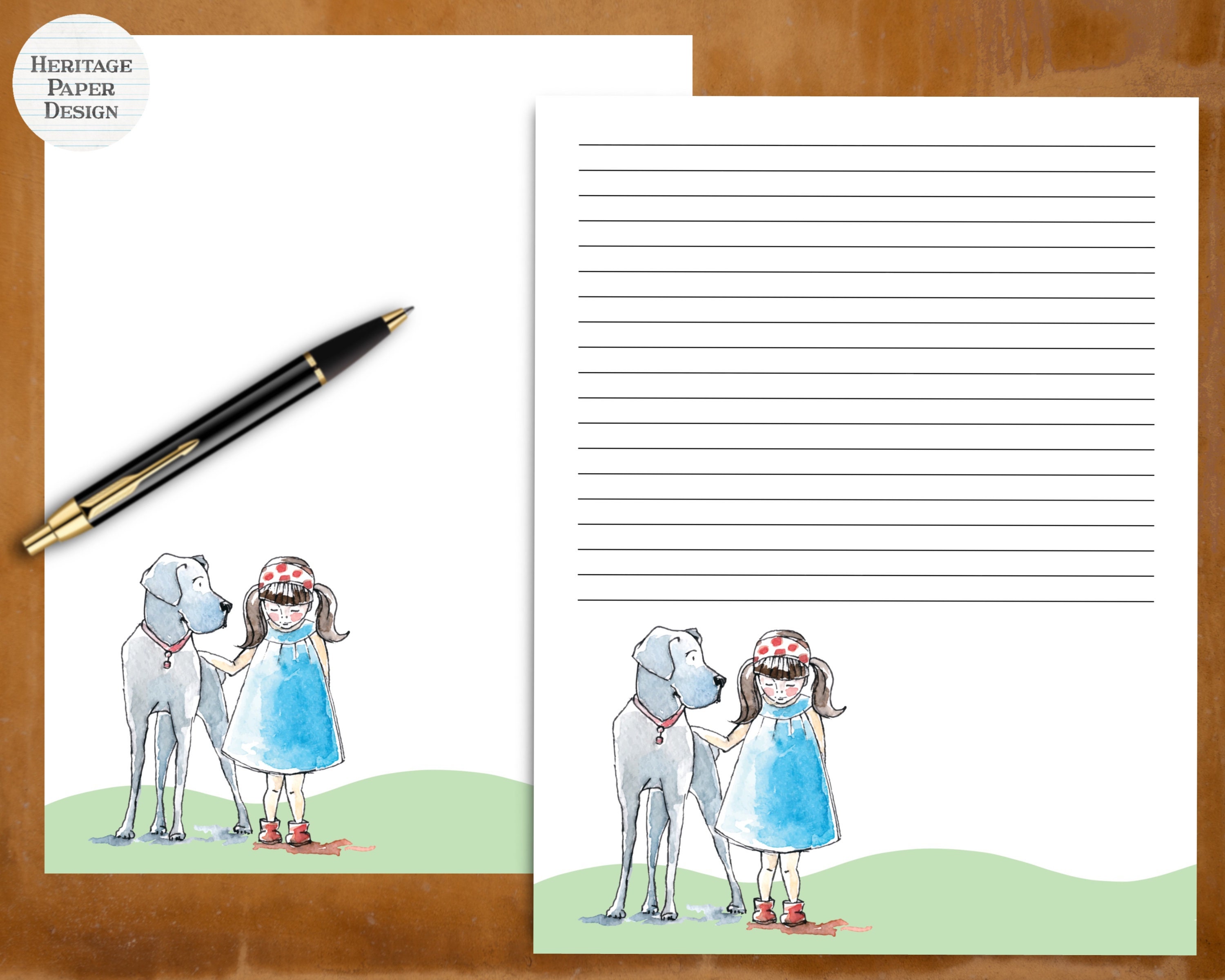 Girl’s Best Friend - Printable Stationery | Great Dane Dog | Writing ...