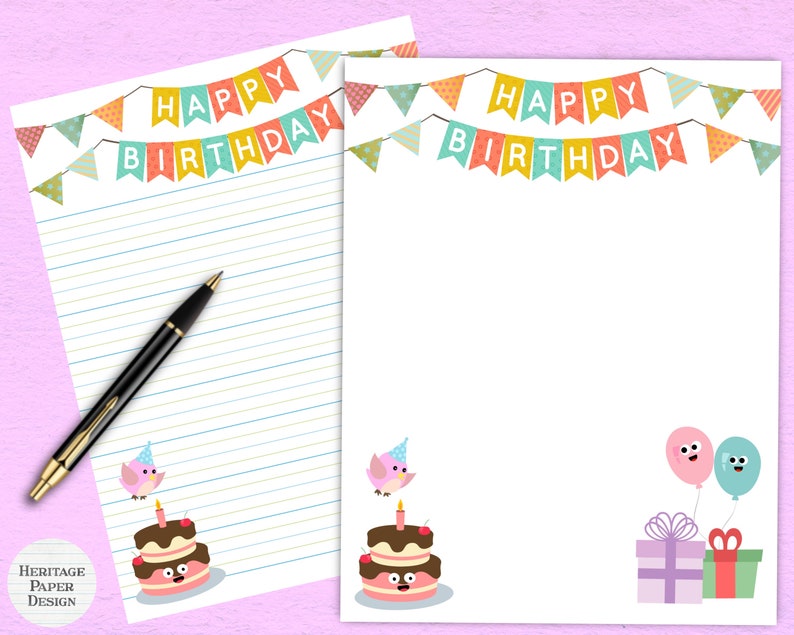 Happy Birthday Printable Stationery - Cute Kawaii Writing Paper ...