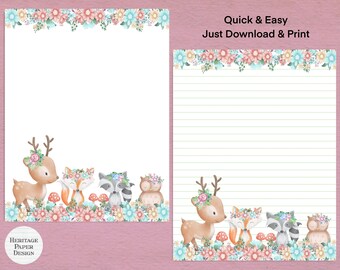 Cute Hedgehog Printable Stationery / Digital Note Paper / | Etsy