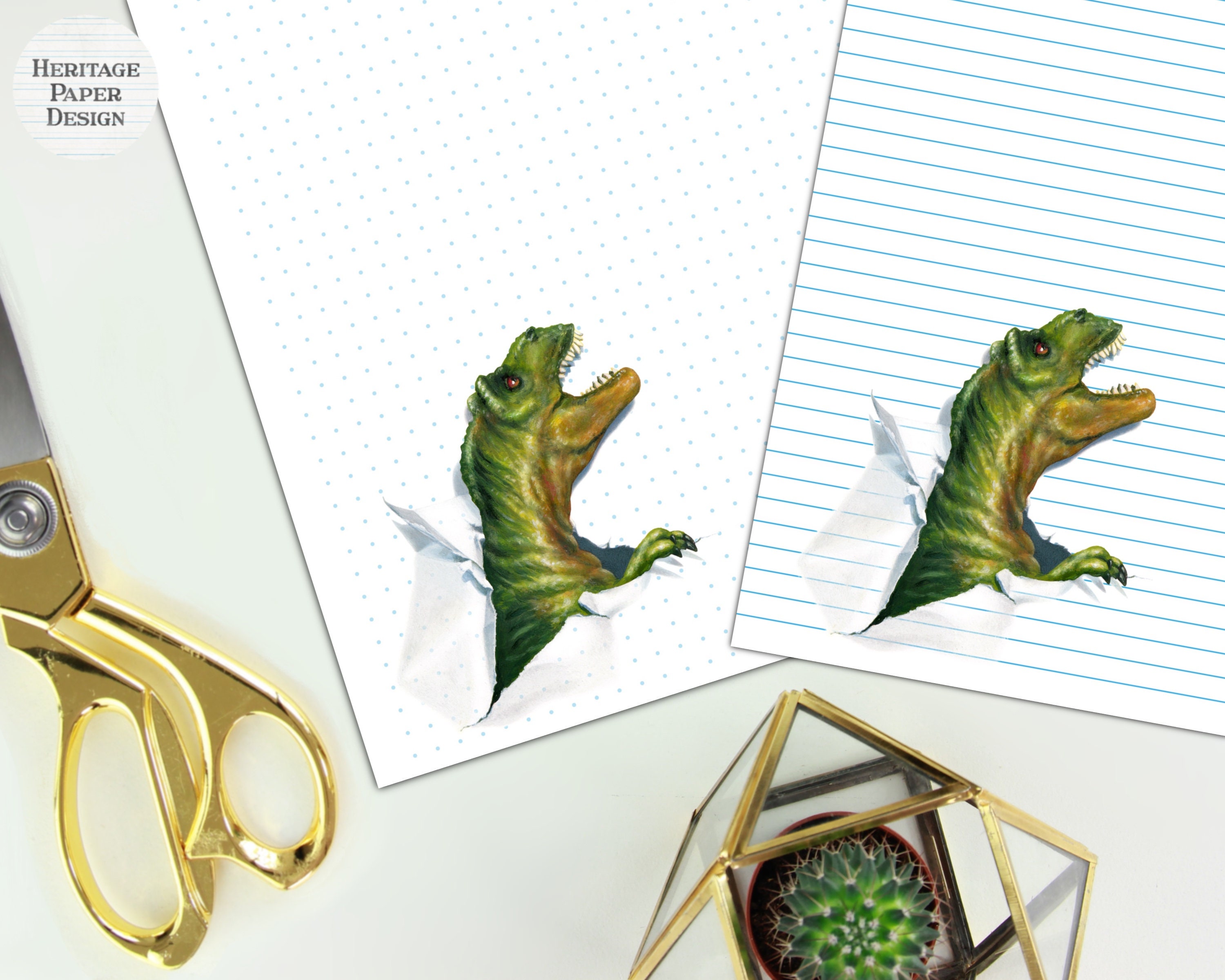 Dinosaur T-rex Printable Stationery #1 / 8.5x11 & A4 /print Easily at ...