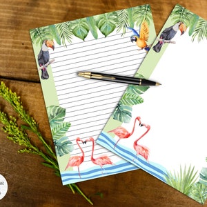 Tropical Birds Printable Stationery / Digital Note Paper / Instant ...