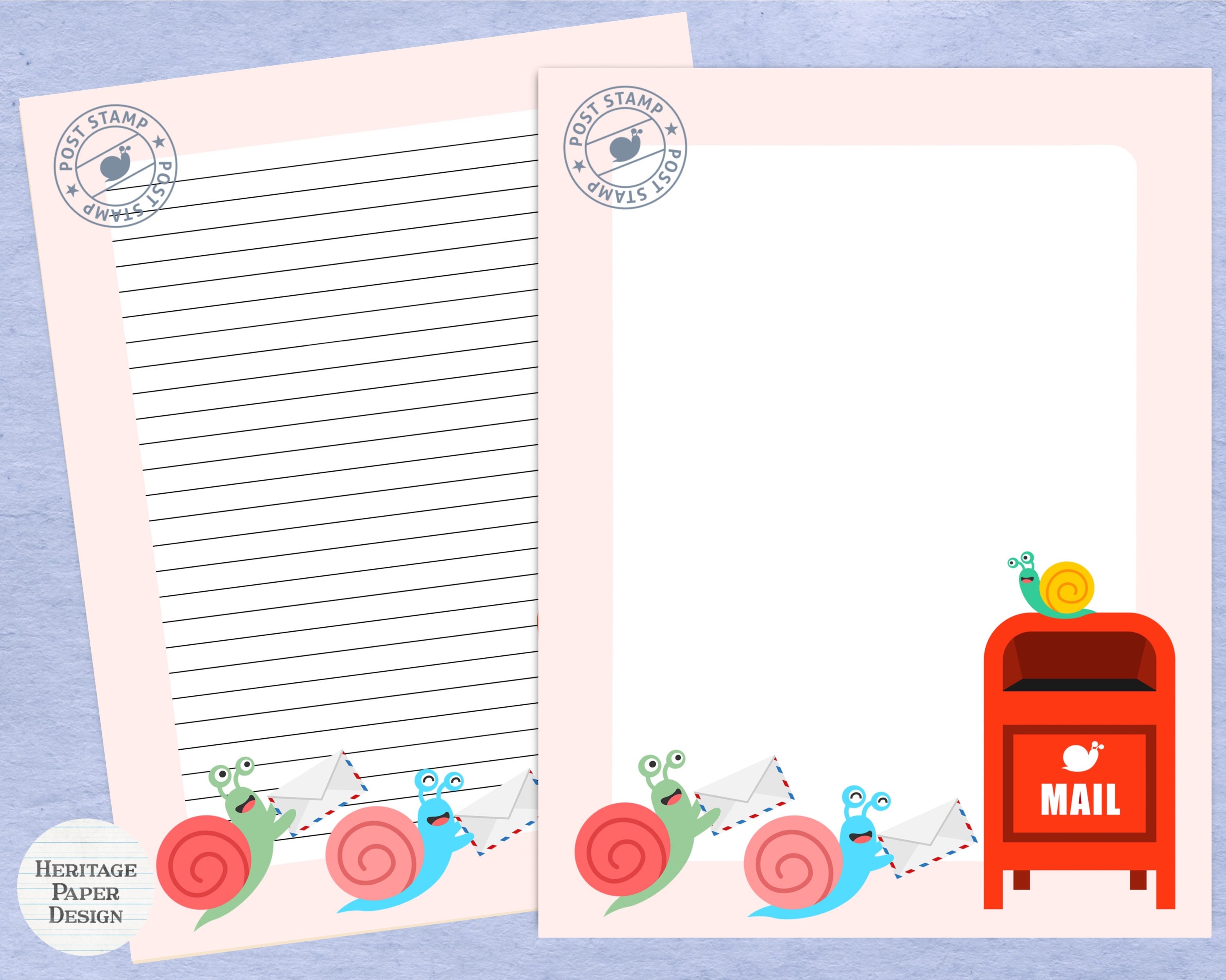Snail Mail Printable Stationery #3 / Digital Note Paper / Instant ...
