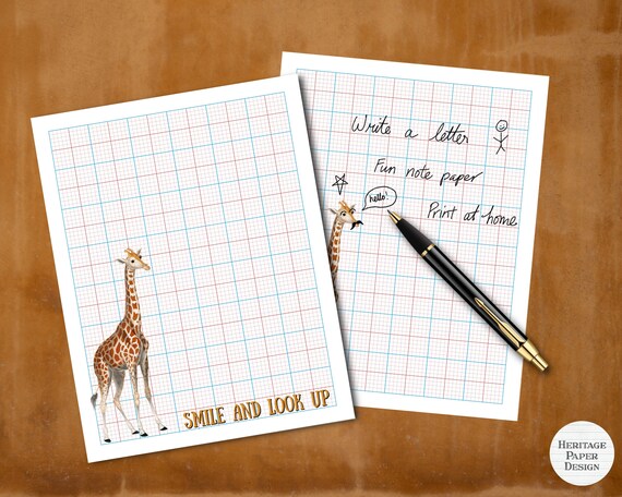 Giraffe Printable Stationery / Fun Classic Graph Paper / | Etsy