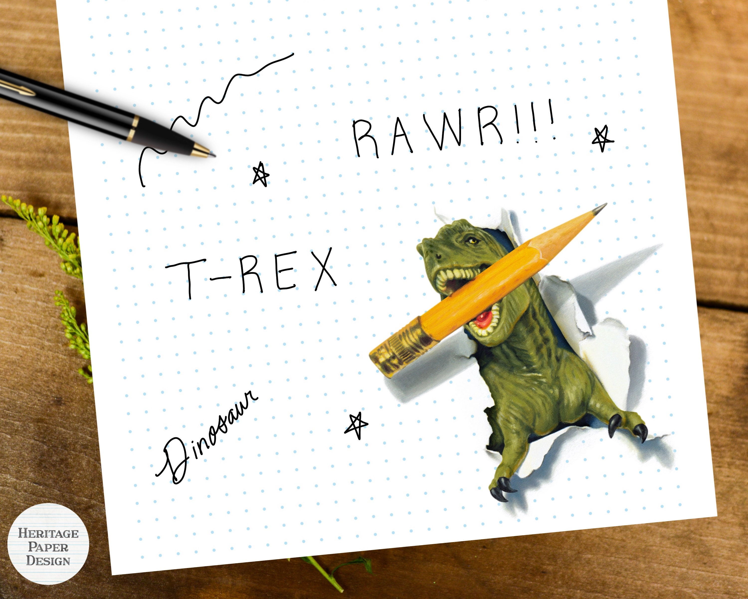 Dinosaur T-rex Printable Stationery #3 / 8.5x11 & A4 /print Easily at ...