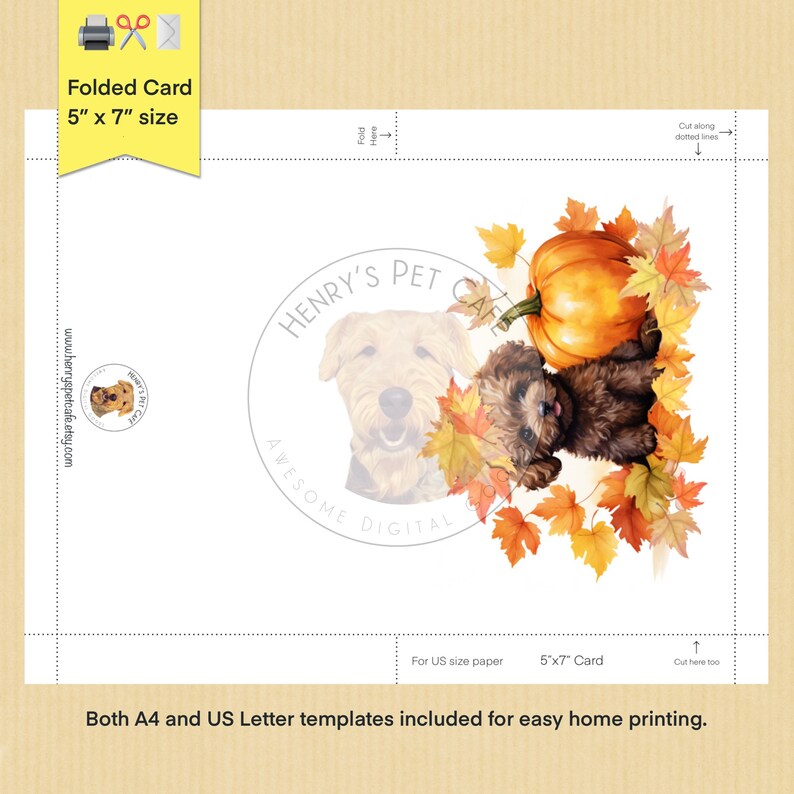 Printable Greeting Card / Toy Poodle Puppy / 5 X 7 Size / Instant ...