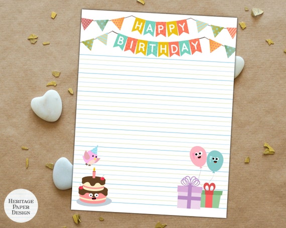 Birthday Stationery Paper Printable