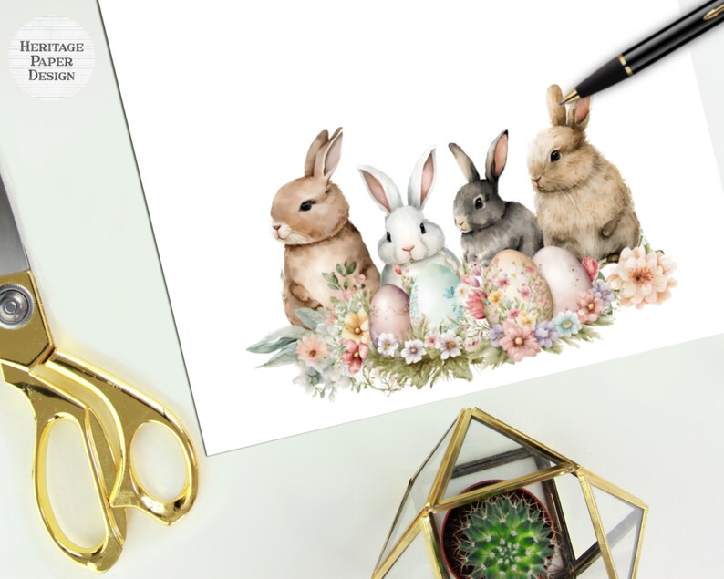 Bunny Rabbits Printable Stationery / Digital Note Paper / Instant ...