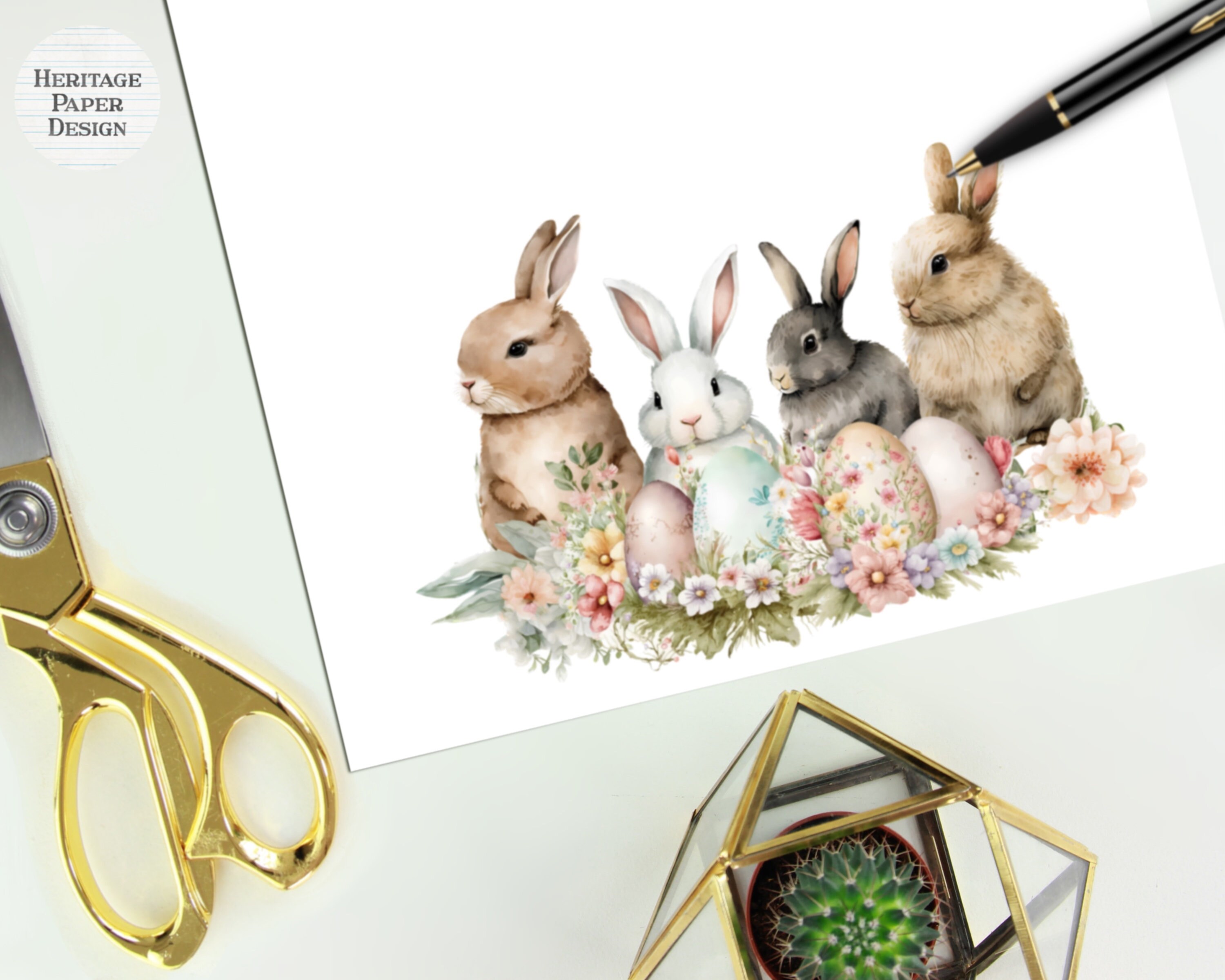 Bunny Rabbits Printable Stationery / Digital Note Paper / Instant ...
