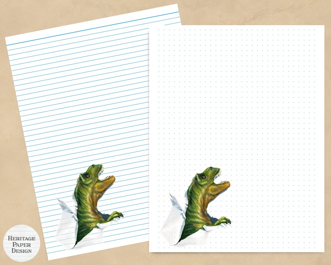 Dinosaur T-rex Printable Stationery #1 / 8.5x11 & A4 /print Easily at ...