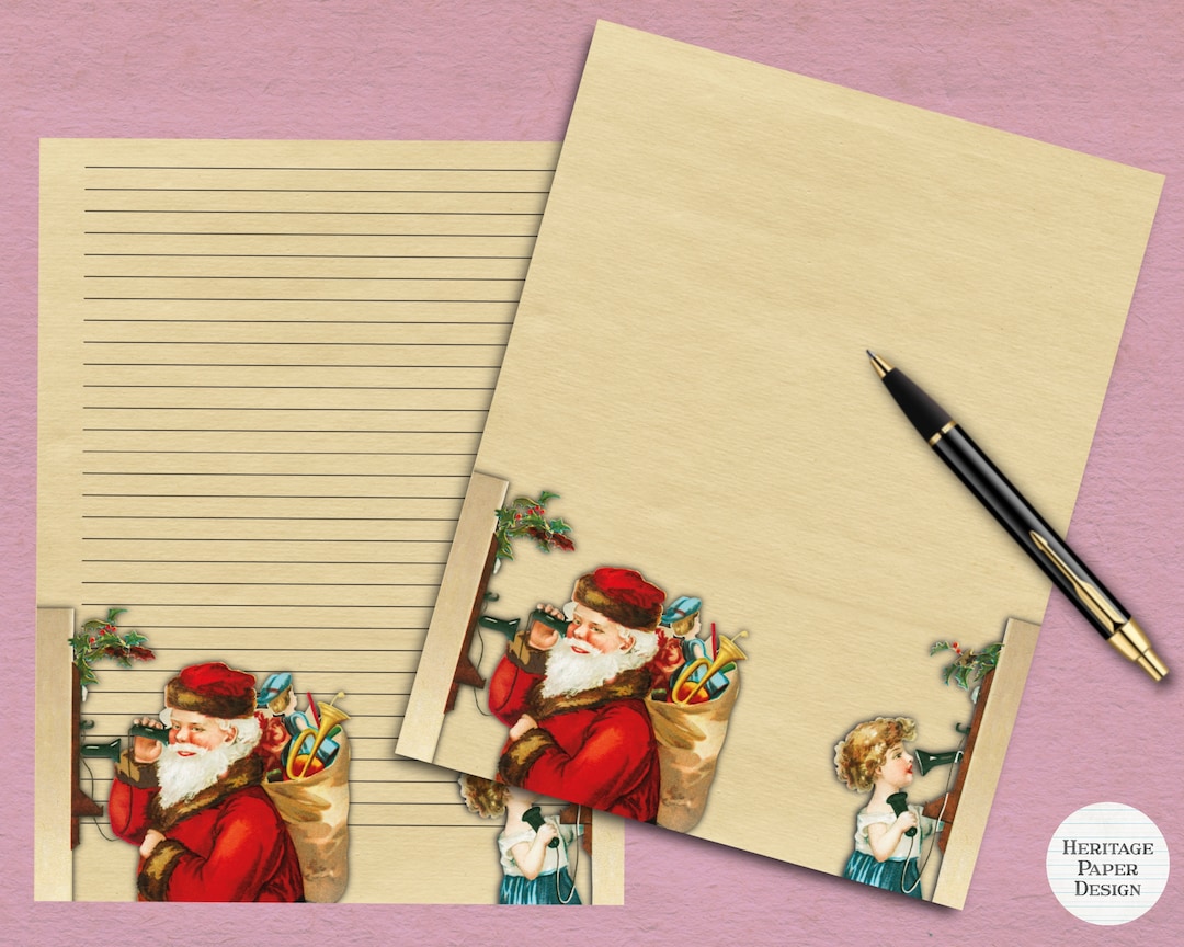 Vintage Christmas Printable Stationery / Textured Digital Note Letter ...