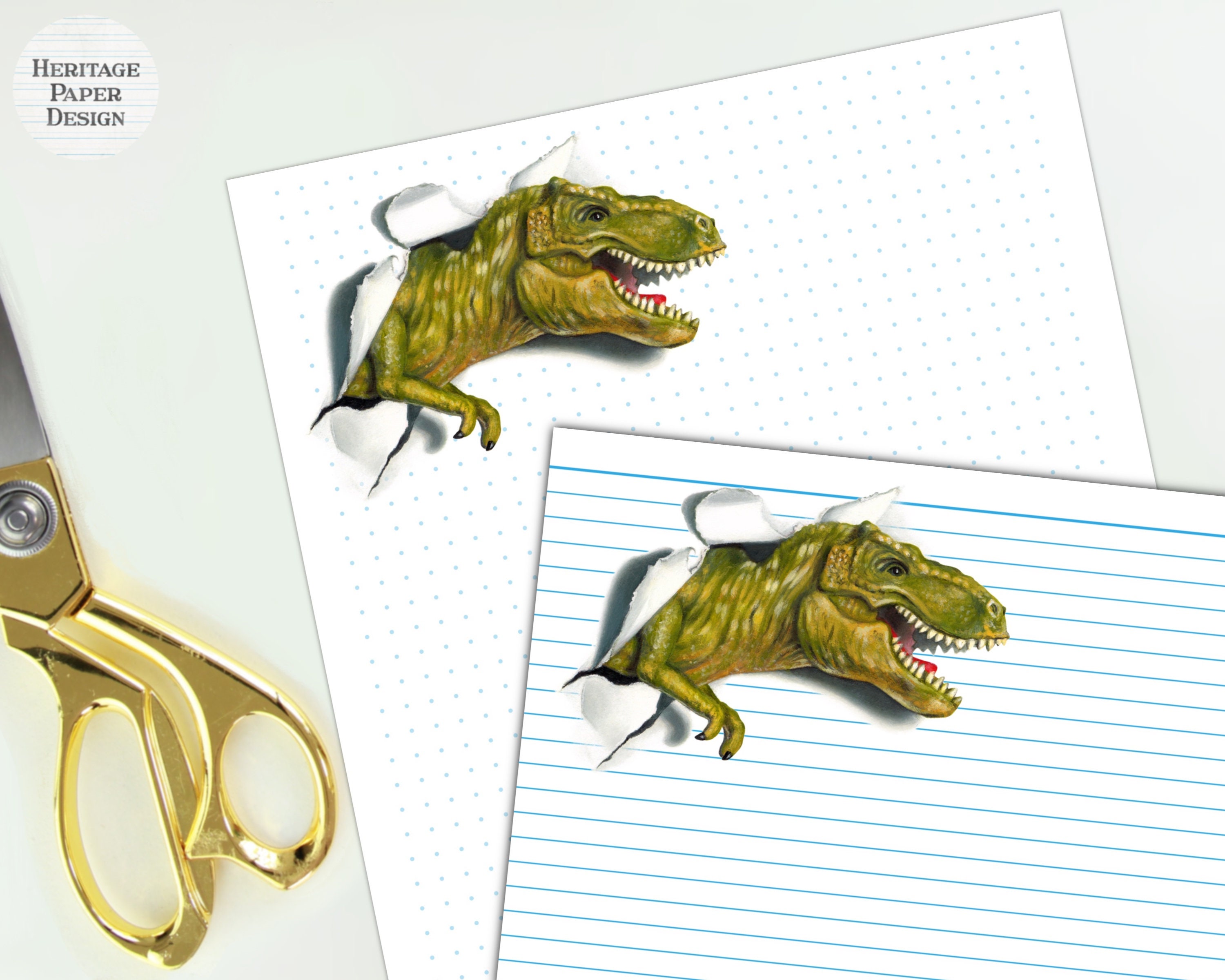 Dinosaur T-rex Stationery: Lined & Dotted Paper (digital Download) - Etsy