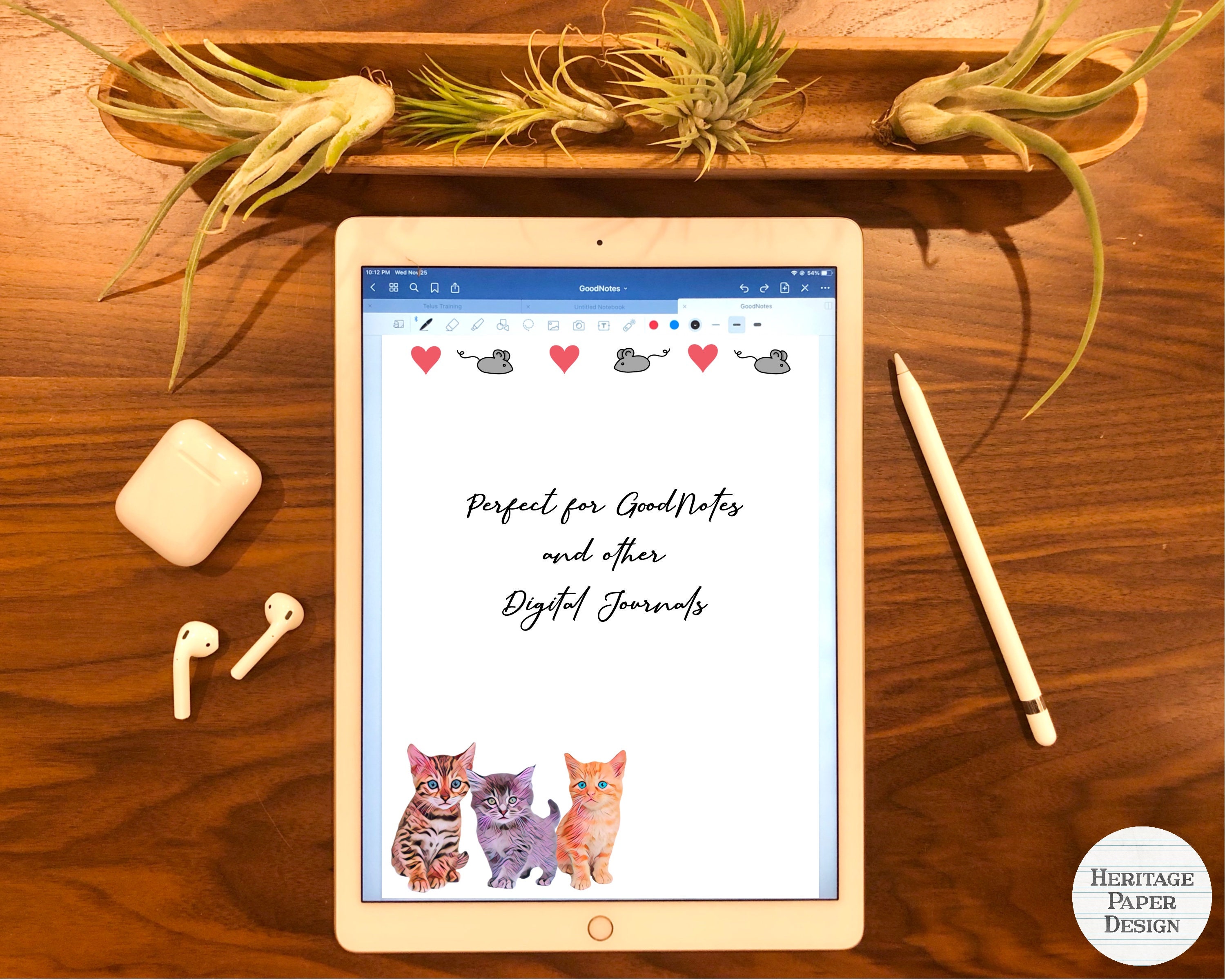 Cute Kittens Cat Printable Stationery / Digital Note Paper / Instant ...