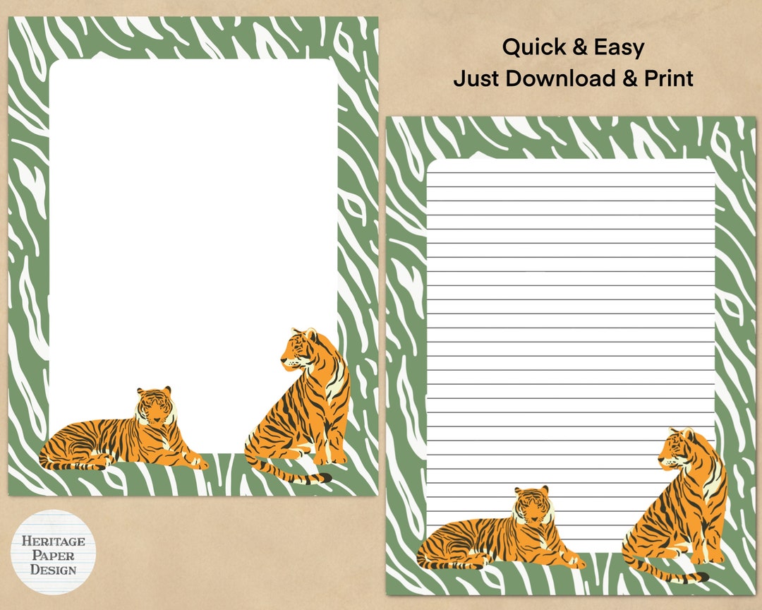 Tiger Printable Stationery | Einfach zu Hause drucken | Perfekt für ...