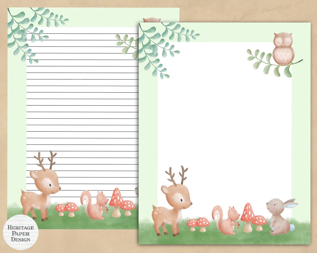 Woodland Animals Printable Stationery | Print Easily at Home | Perfect ...