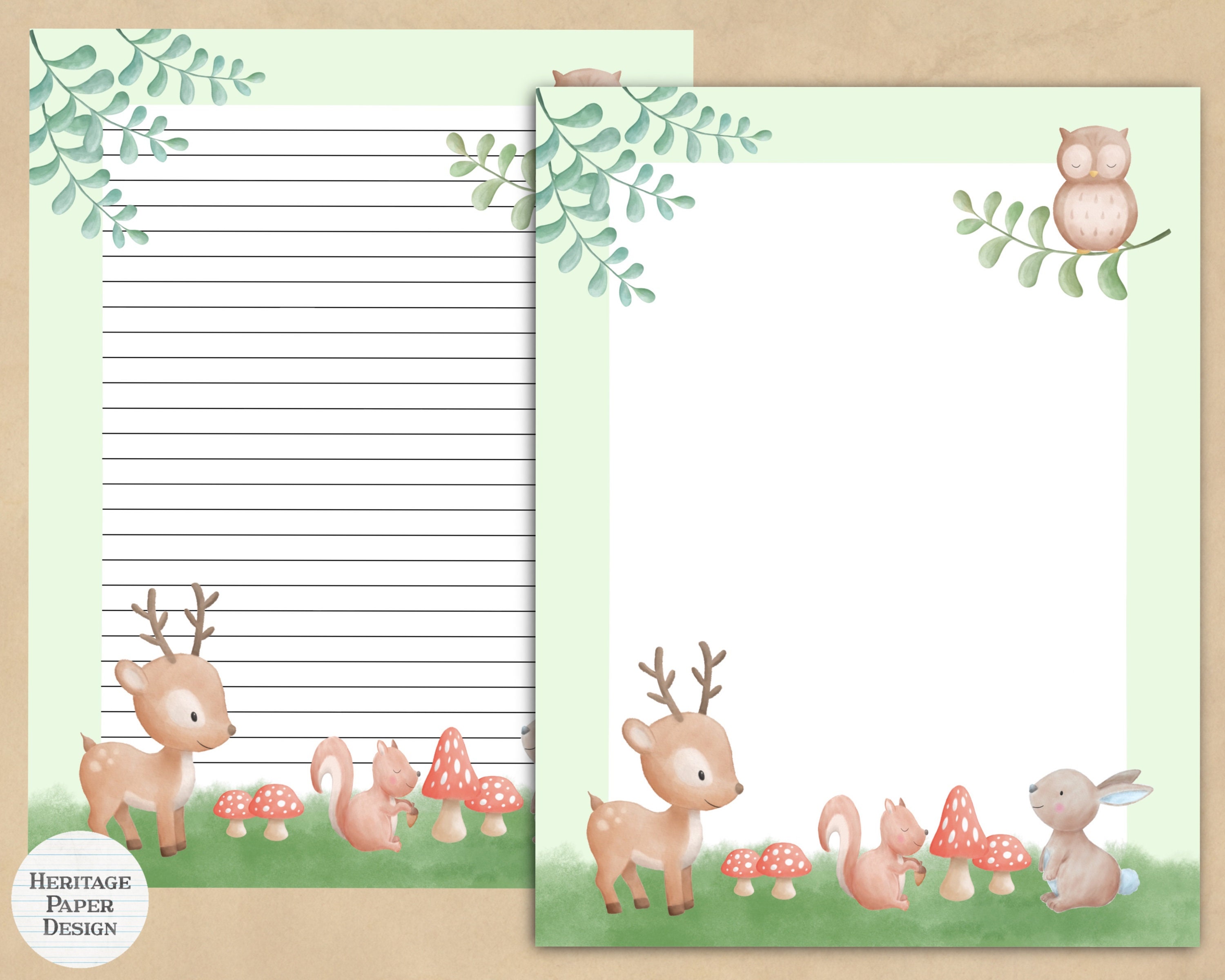 Woodland Animals Printable Stationery | Print Easily at Home | Perfect ...