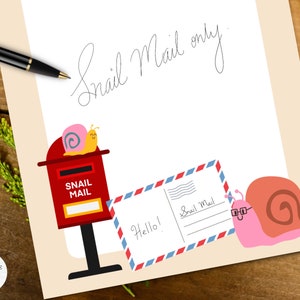 Snail Mail Printable Stationery #2 / Digital Note Paper / Instant ...