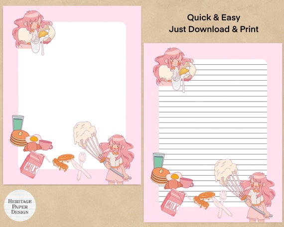 Stationery Paper Printable Anime