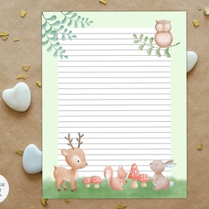 Woodland Animals Printable Stationery | Print Easily at Home | Perfect ...
