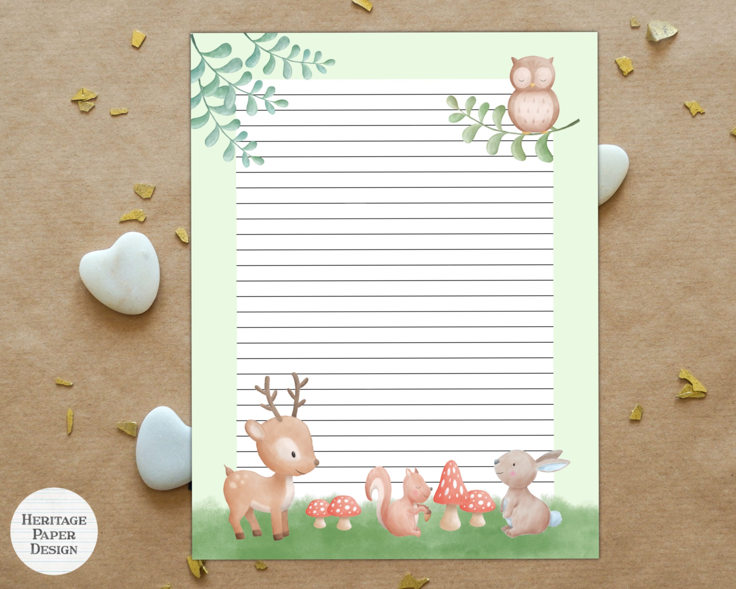 Woodland Animals Printable Stationery | Print Easily at Home | Perfect ...