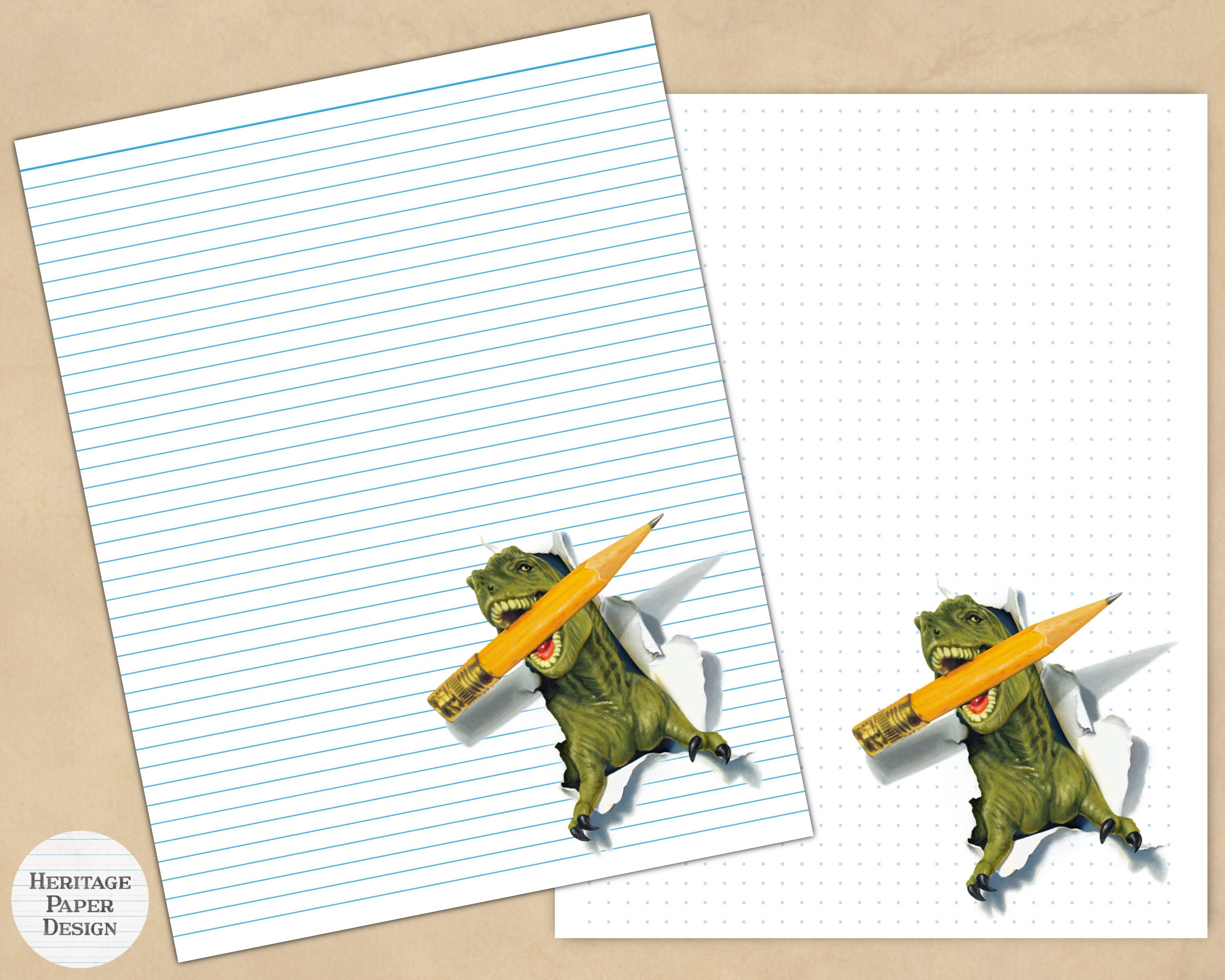 Dinosaur T-rex Printable Stationery #3 / 8.5x11 & A4 /print Easily at ...