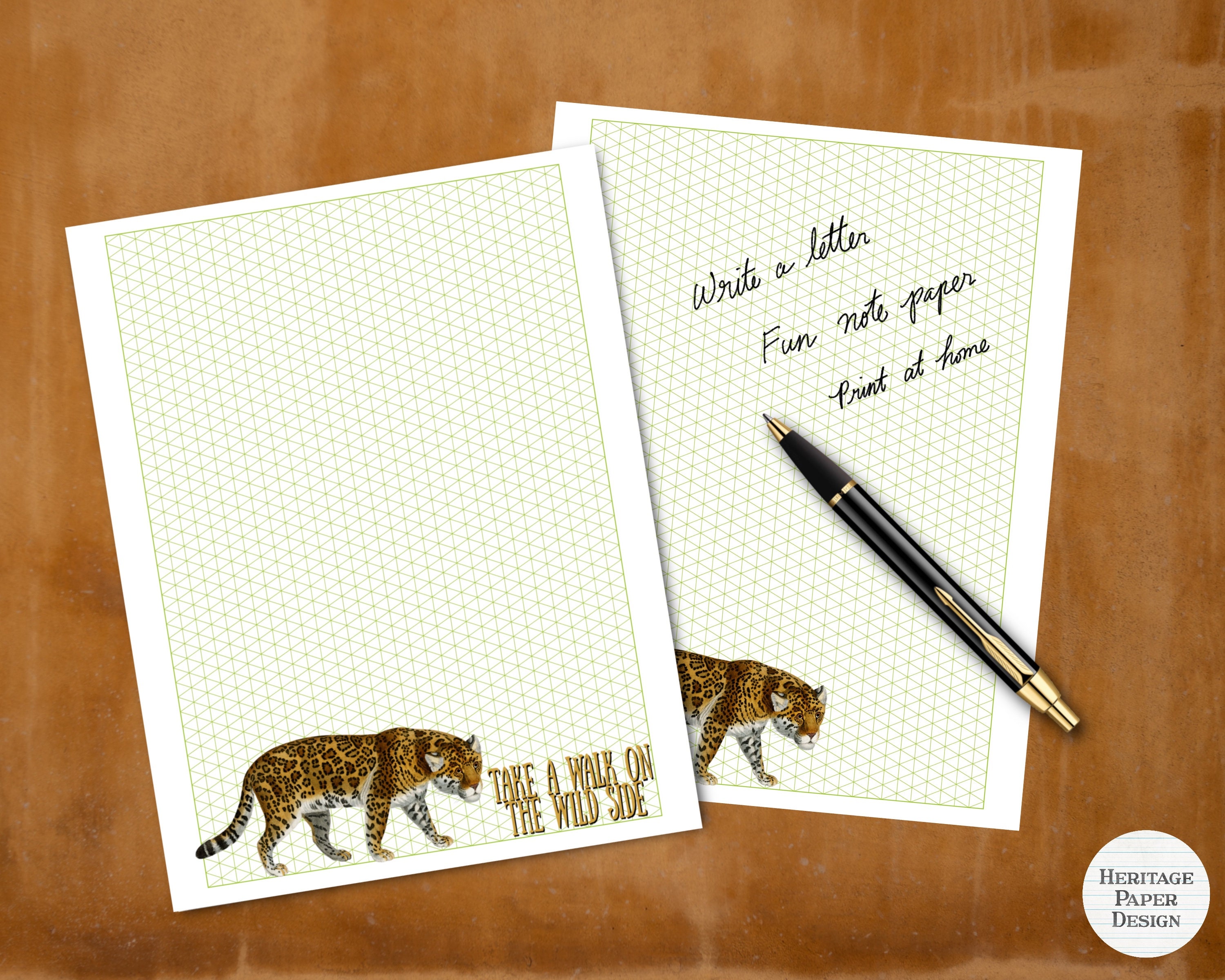 Jaguar Leopard Printable Stationery / Fun Classic Isometric Graph Paper ...
