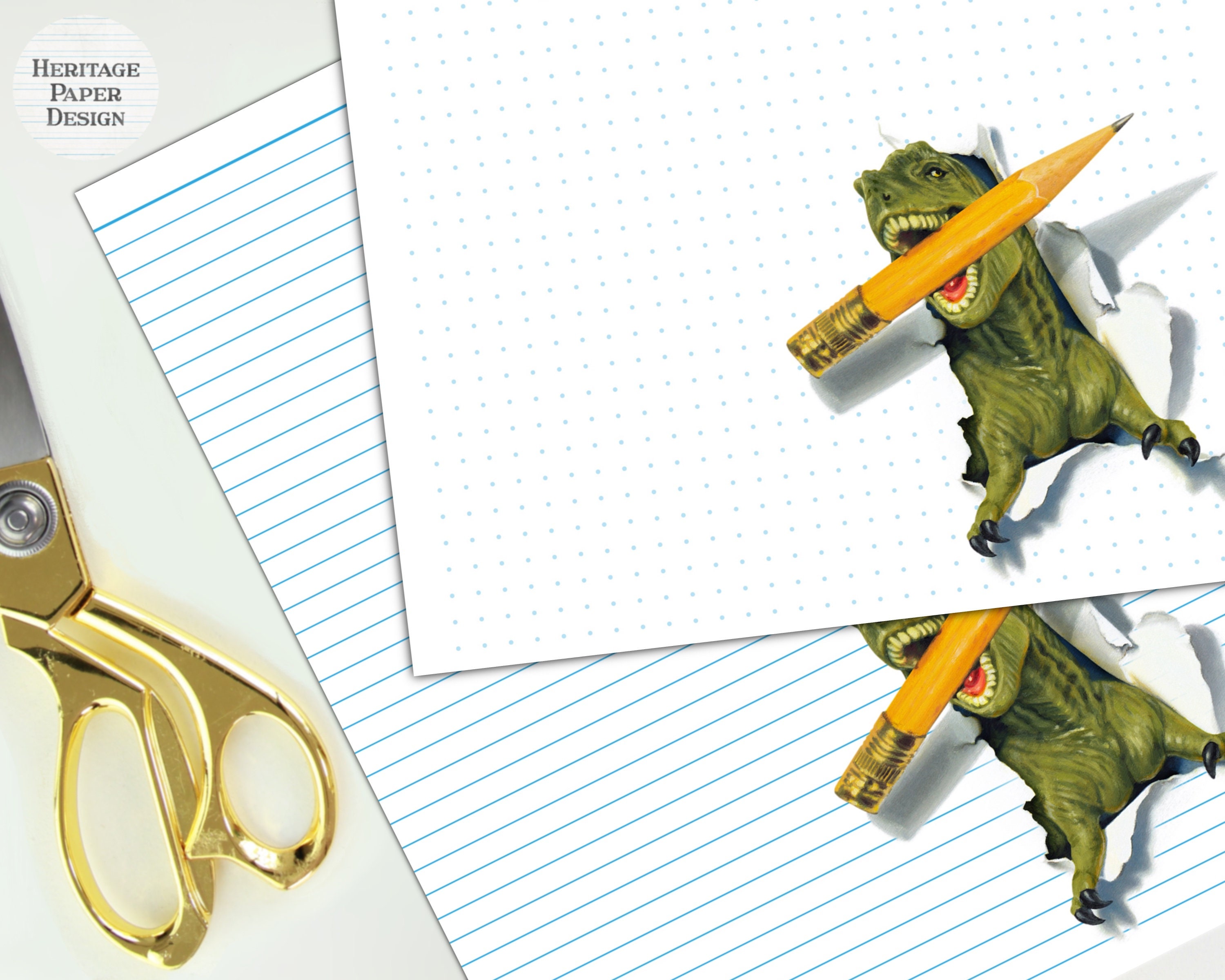 Dinosaur T-rex Printable Stationery #3 / 8.5x11 & A4 /print Easily at ...