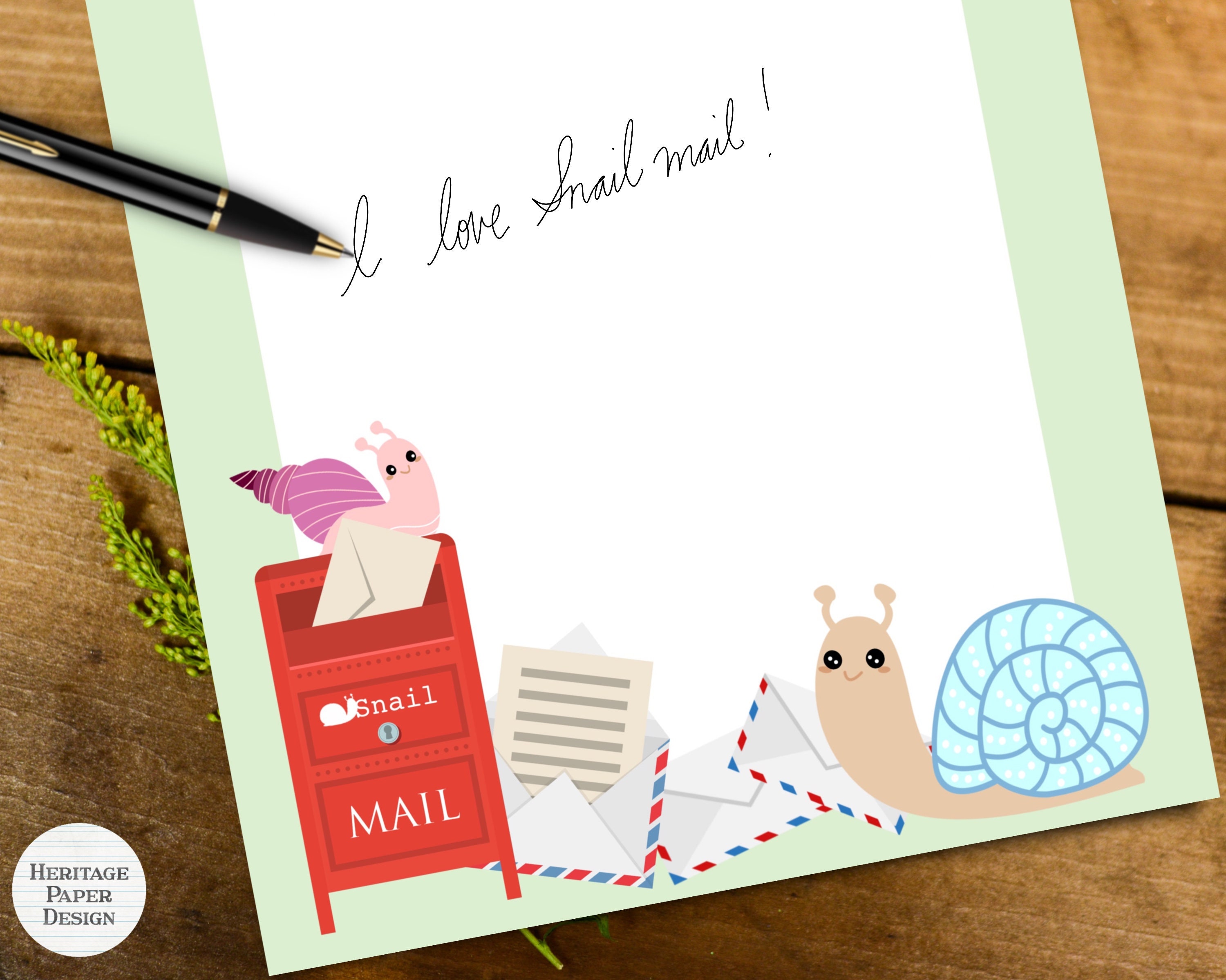 Snail Mail Printable Stationery #1 / Digital Note Paper / Instant ...