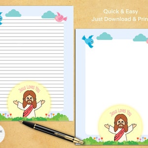 Jesus Loves You Printable Stationery / Digital Note Paper / Instant ...