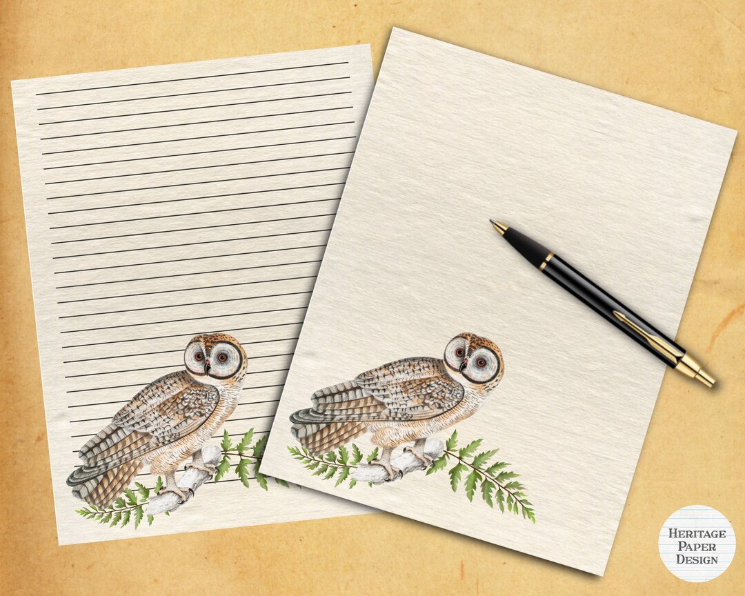 Wild Owl Printable Stationery 8.5x11 and A4 Sizes/digital Paper ...