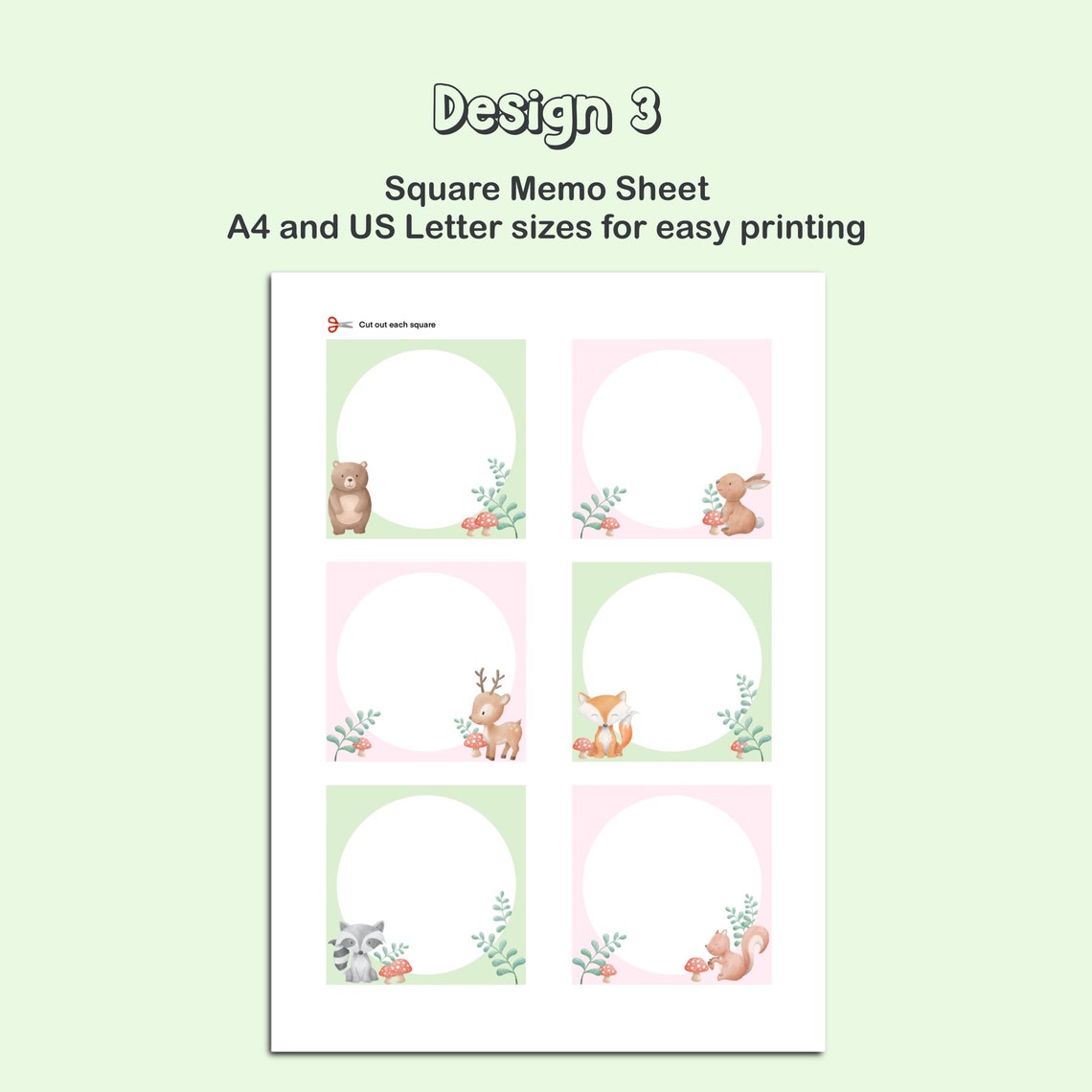 Cute Woodland Animals Printable Stationery Set / Digital Note Paper ...