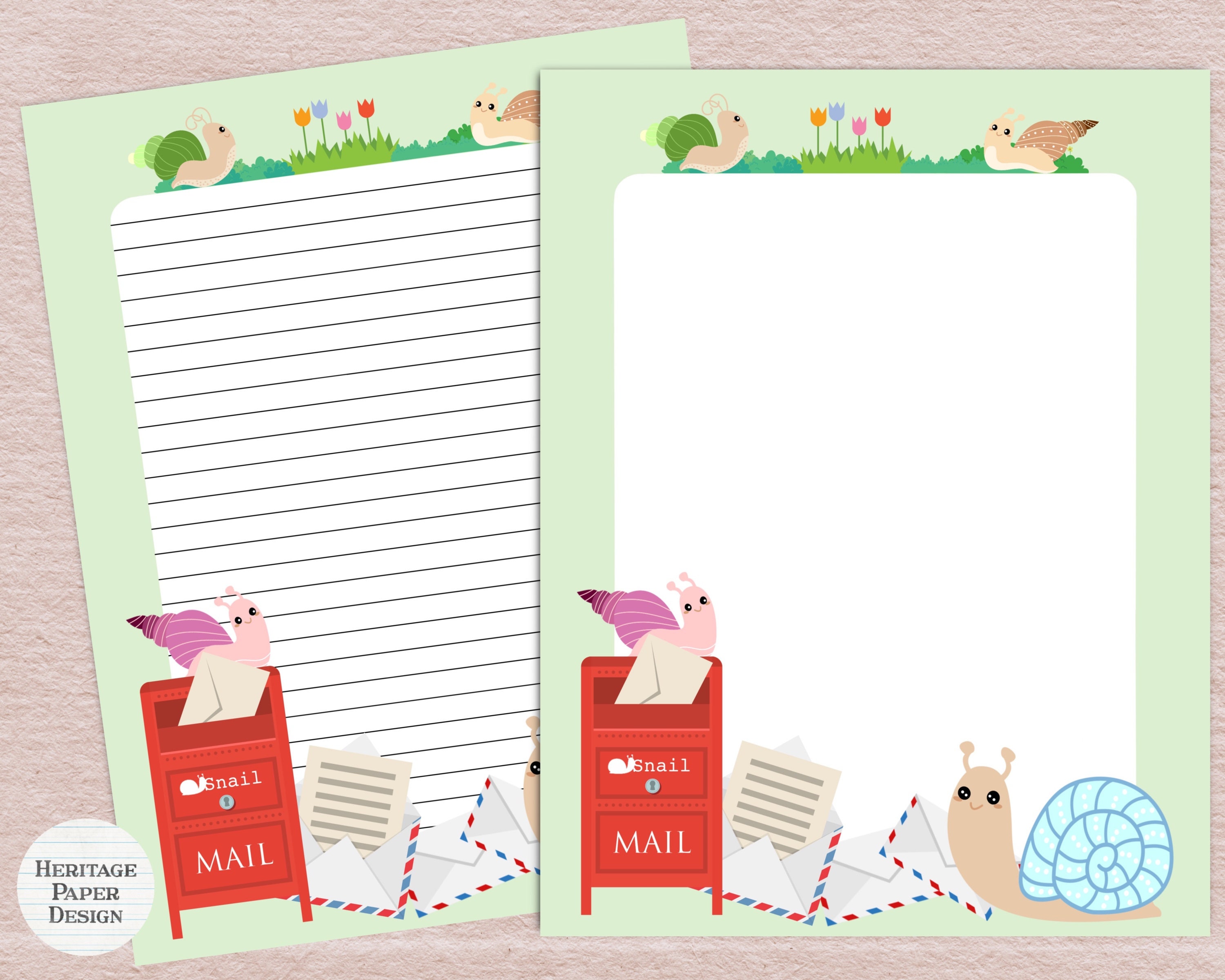 Snail Mail Printable Stationery #1 / Digital Note Paper / Instant ...