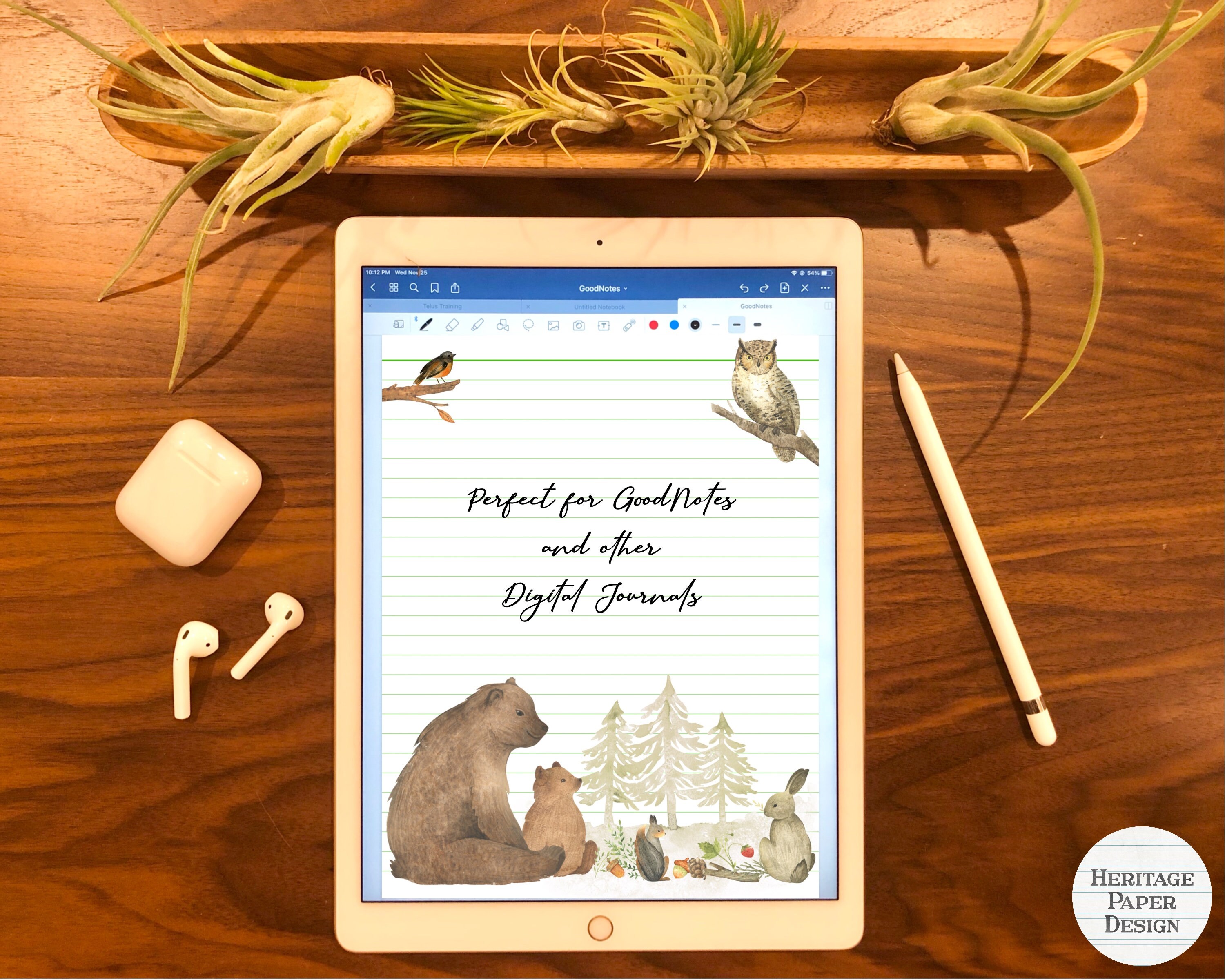 Cute Forest Animals Printable Stationery / Digital Note Paper / Instant ...