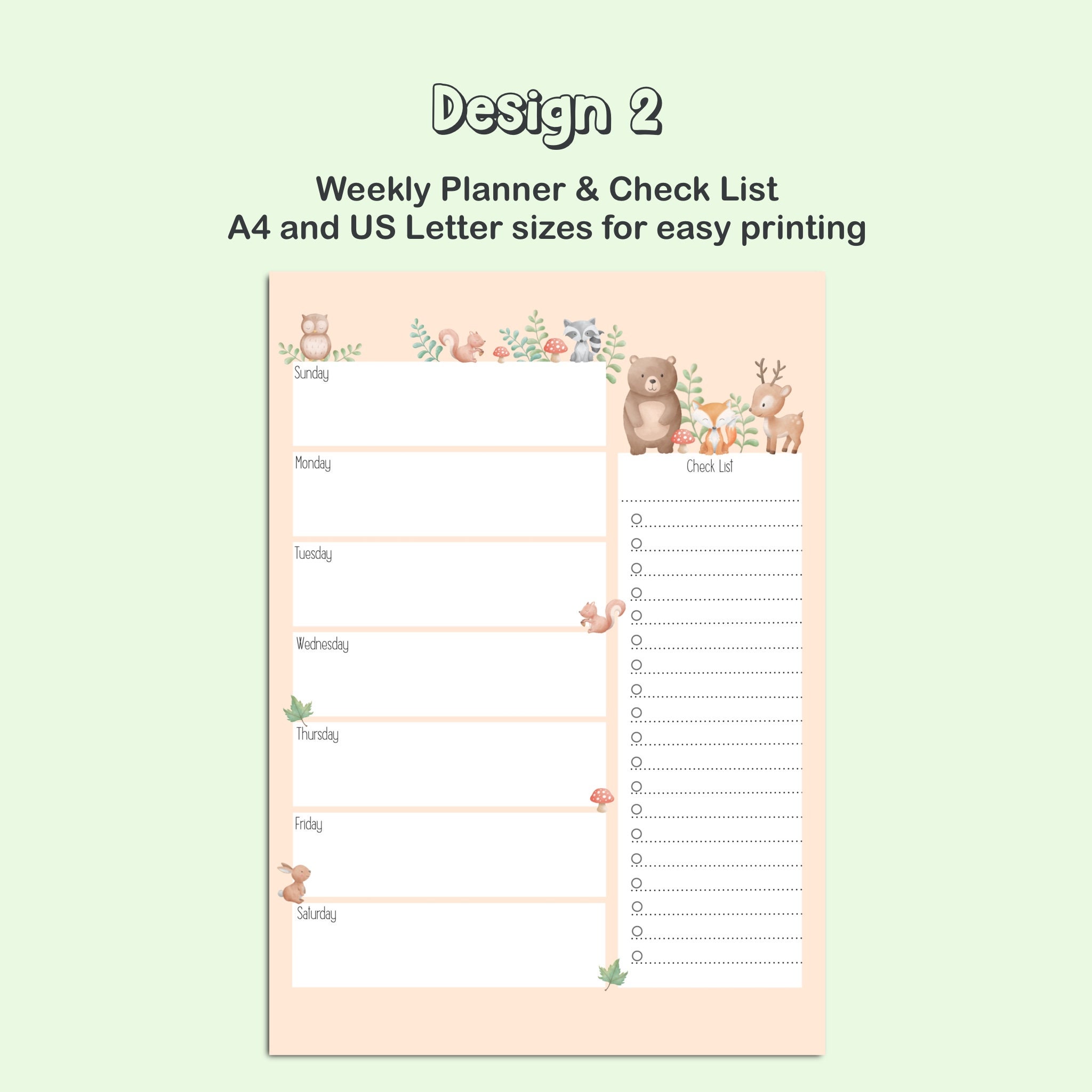 Cute Woodland Animals Printable Stationery Set / Digital Note Paper ...