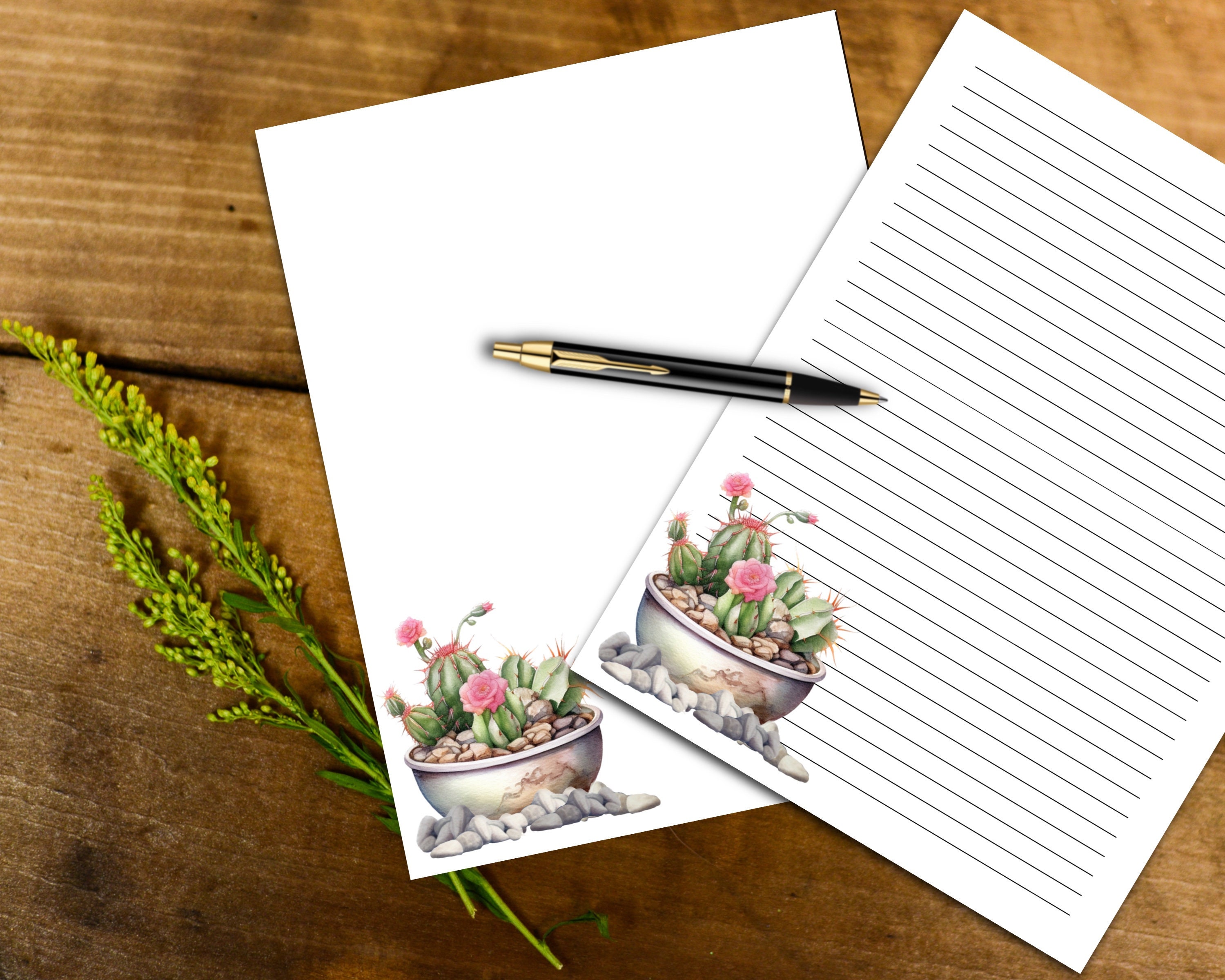 Potted Plant Printable Stationery Bundle Set / 8 Different Designs ...