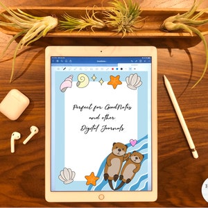 Cute Sea Otters Printable Stationery / Digital Note Paper / Instant ...