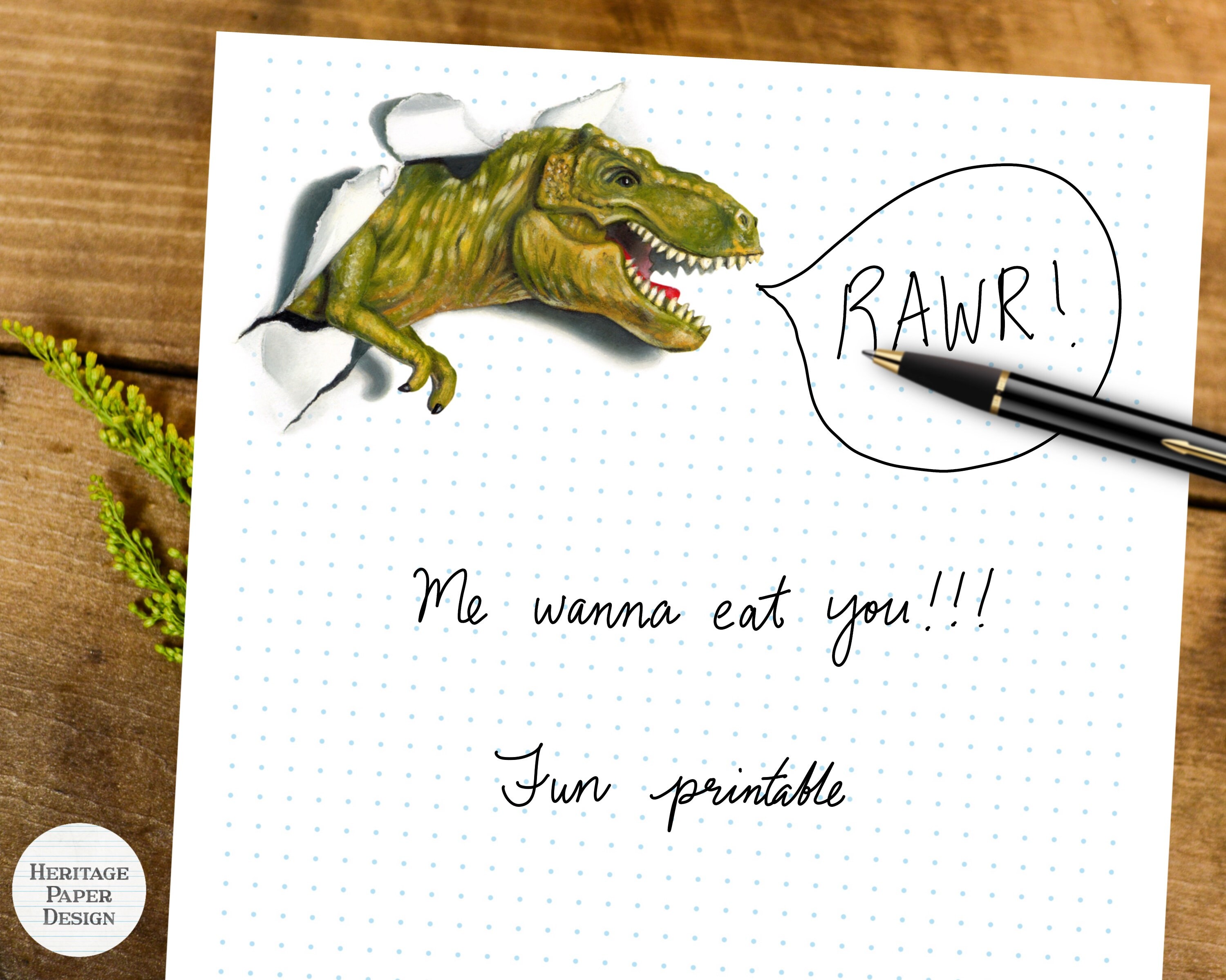 Dinosaur T-rex Printable Stationery #2 / 8.5x11 & A4 Sizes/print Easily ...