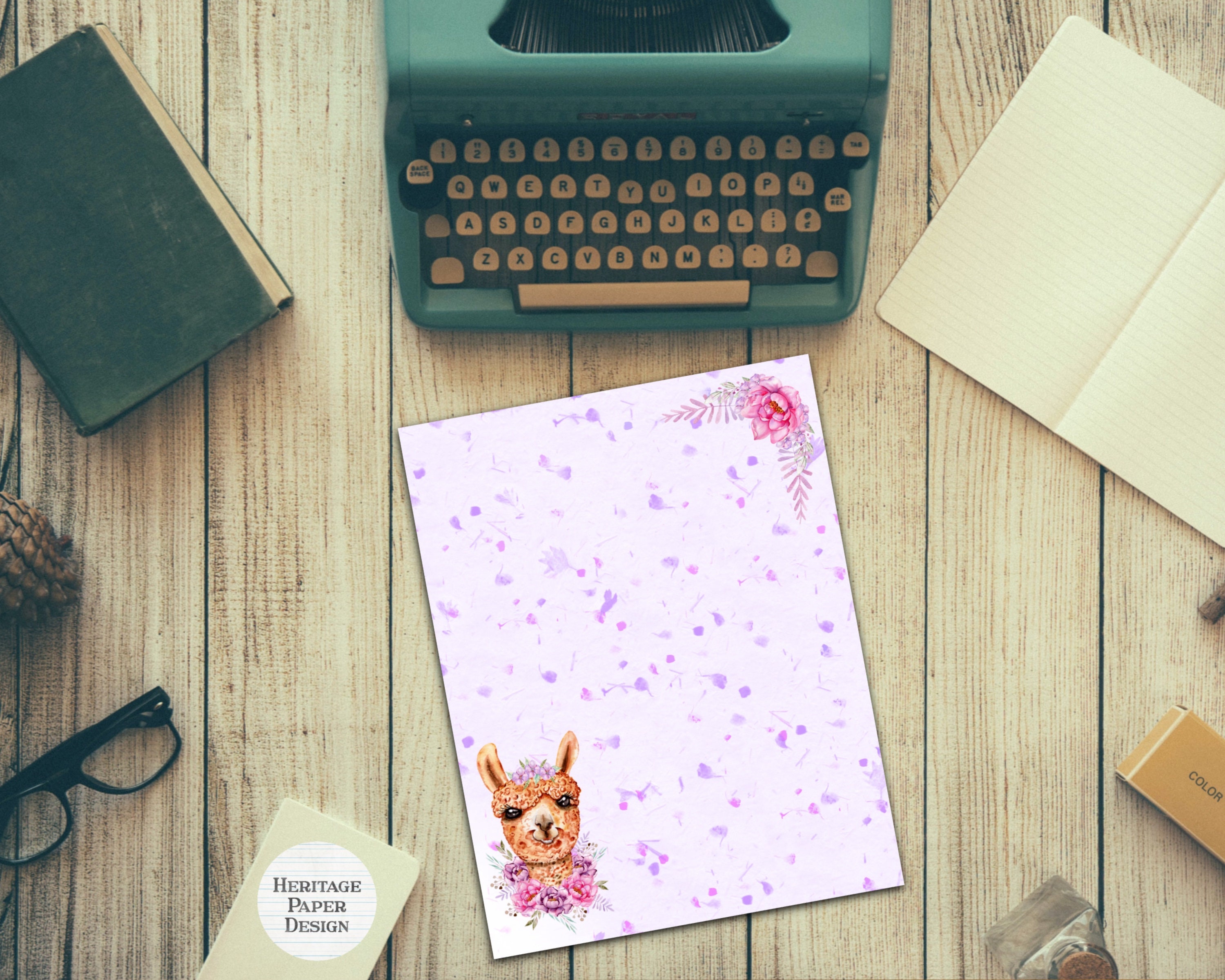 Printable Stationery - Llama Alpaca / Japanese Pressed Flowers Paper ...