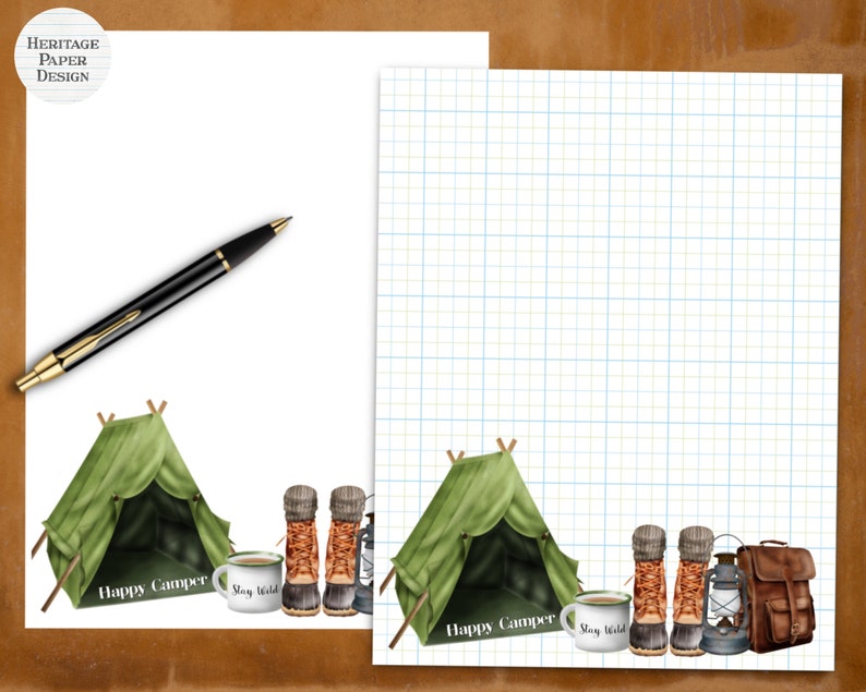 Happy Camper Stationery Set - Printable Writing Paper (digital Download ...