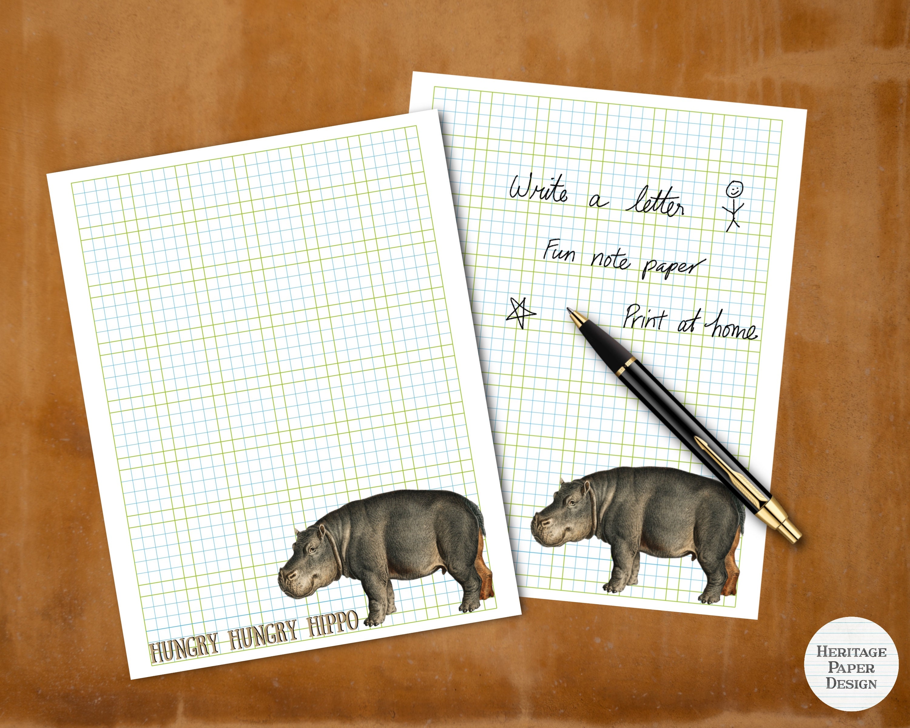 Hungry Hungry Hippo Printable Stationery / Fun Classic Graph Paper ...