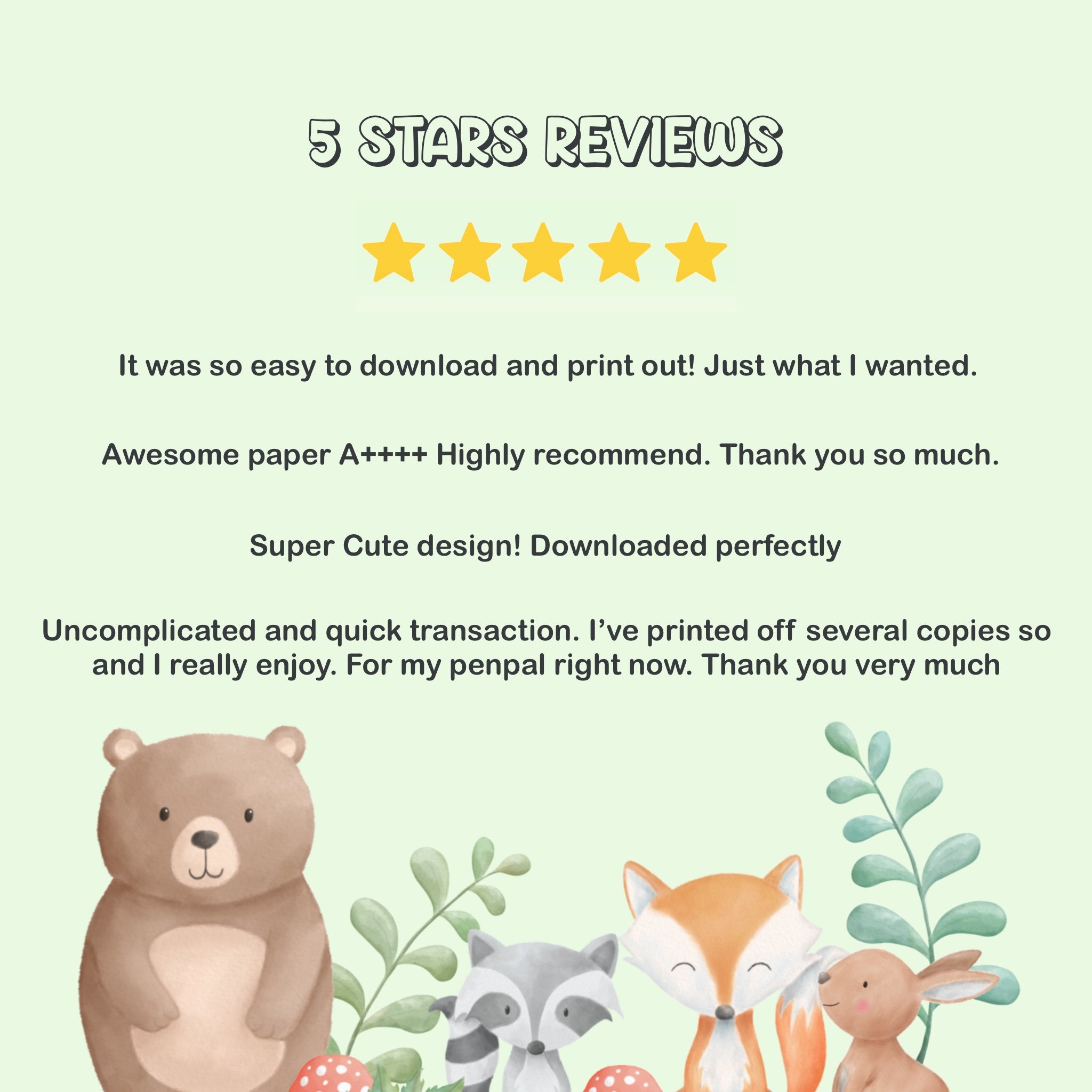 Cute Woodland Animals Printable Stationery Set / Digital Note Paper ...