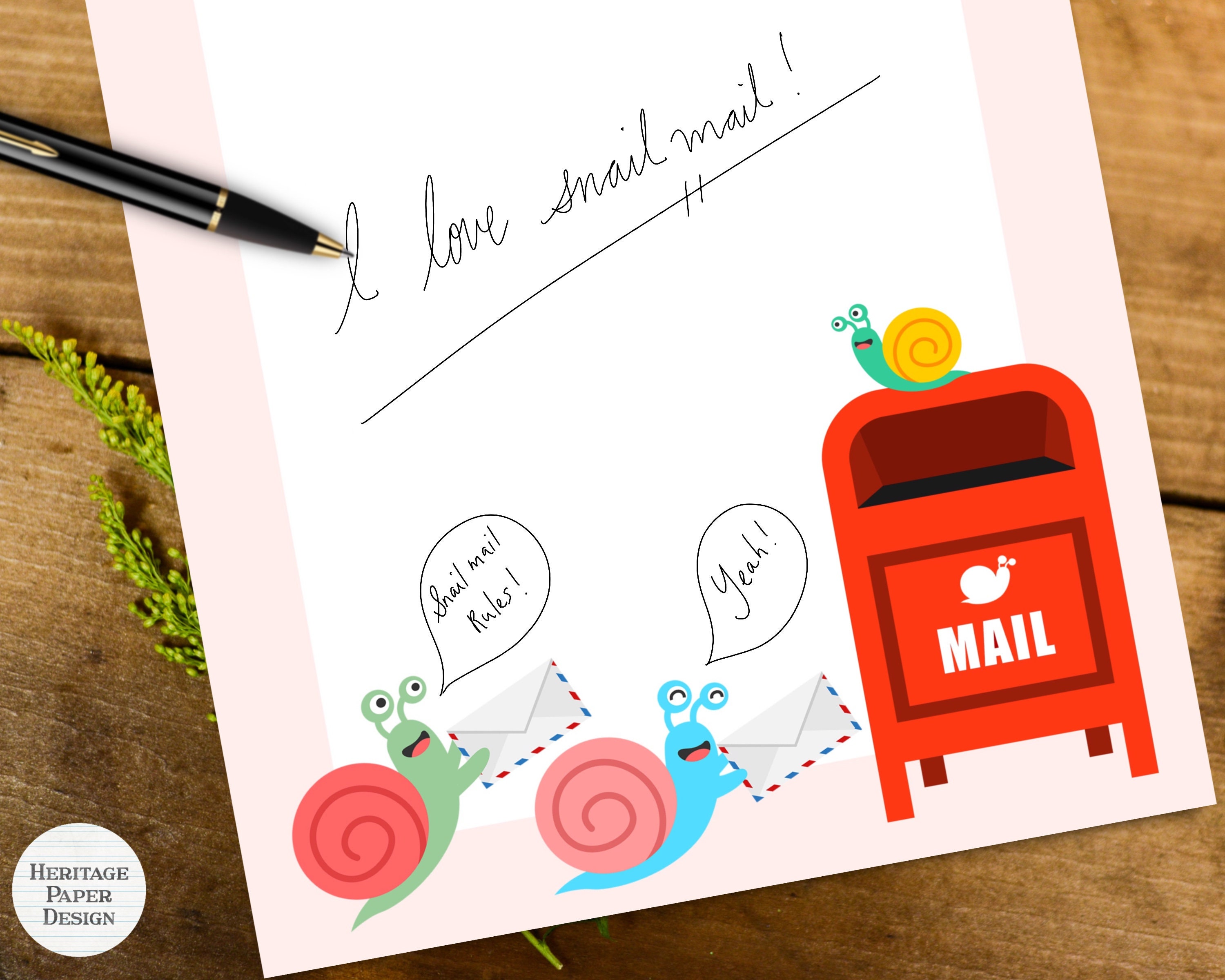Snail Mail Printable Stationery #3 / Digital Note Paper / Instant ...