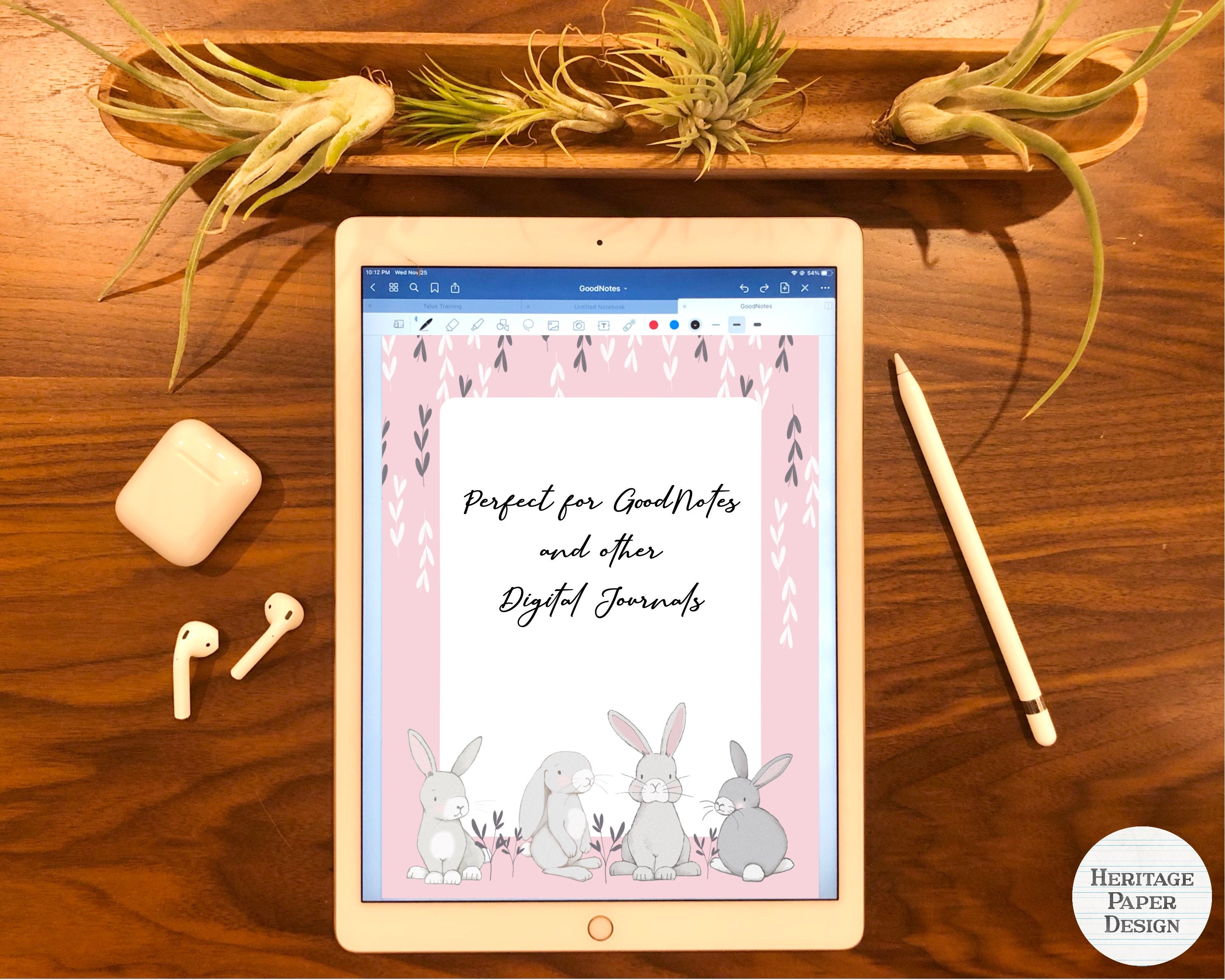 Bunny Rabbits Printable Stationery / Digital Note Paper / Instant ...