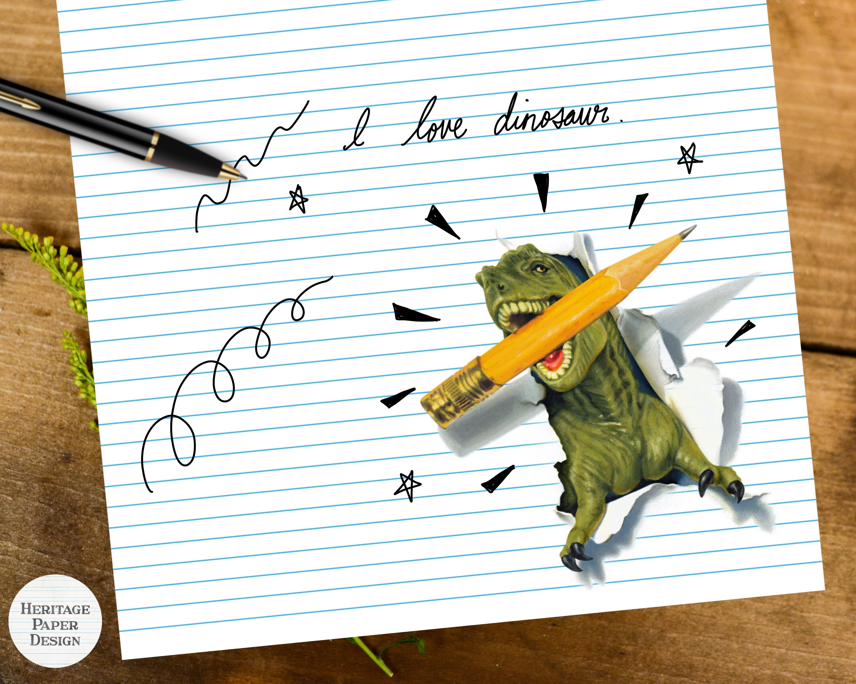 Dinosaur T-rex Printable Stationery #3 / 8.5x11 & A4 /print Easily at ...