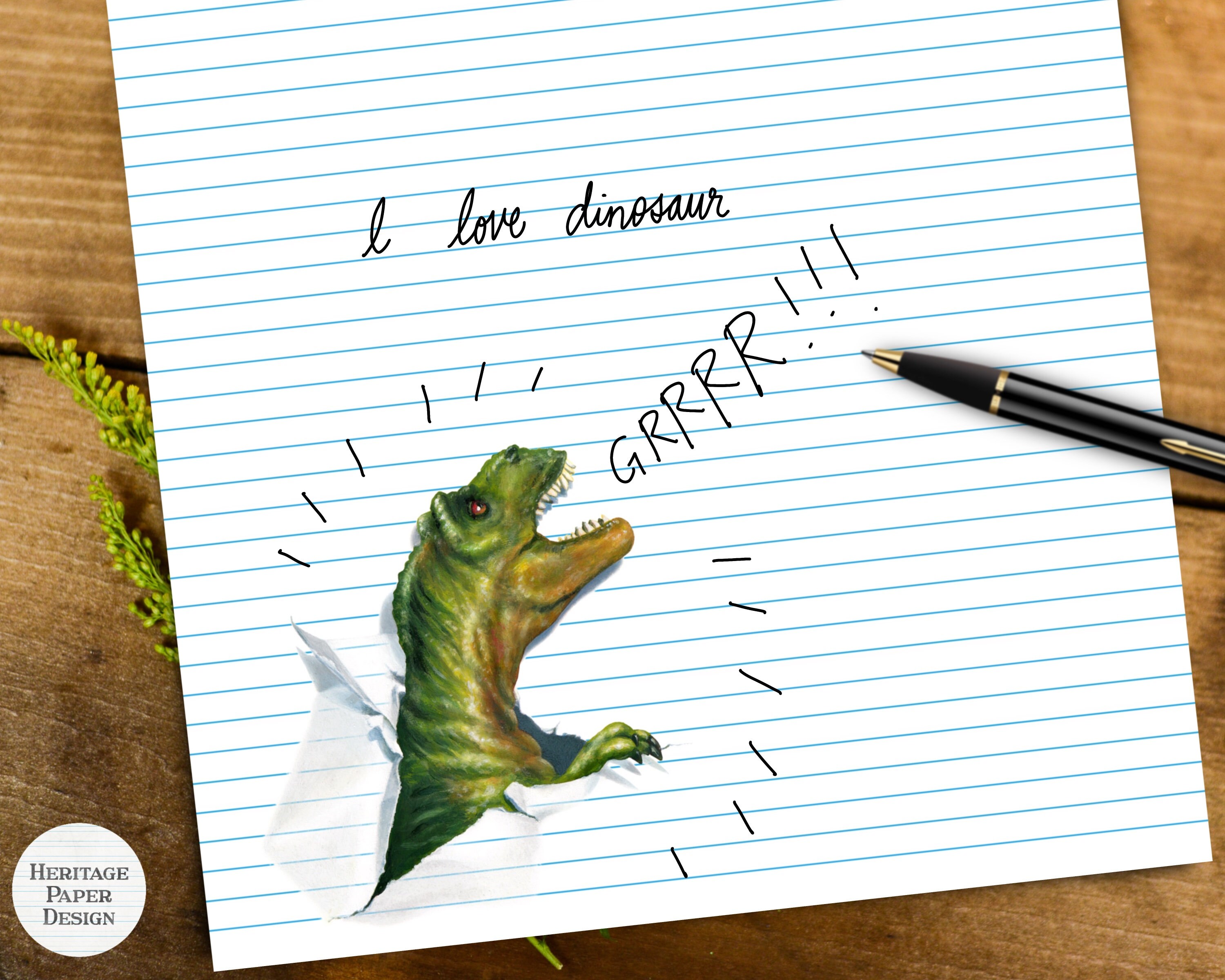 Dinosaur T-rex Printable Stationery #1 / 8.5x11 & A4 /print Easily at ...